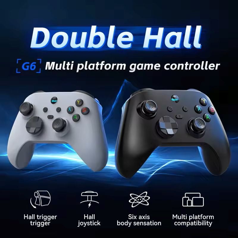 G6 Bluetooth Game Controller Turbo Hall rocker Six-axis Dual Vibration ...