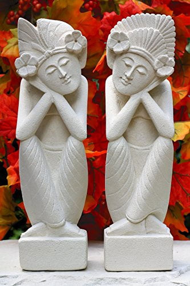 G6 Collection Hand Carved Limestone Sculpture Set of 2, a Man and a ...