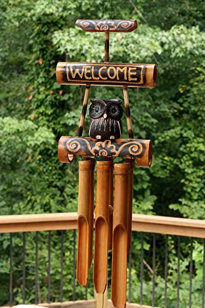 G6 Collection Handmade Wooden Owl Bamboo Wind Chime Wood Statue ...
