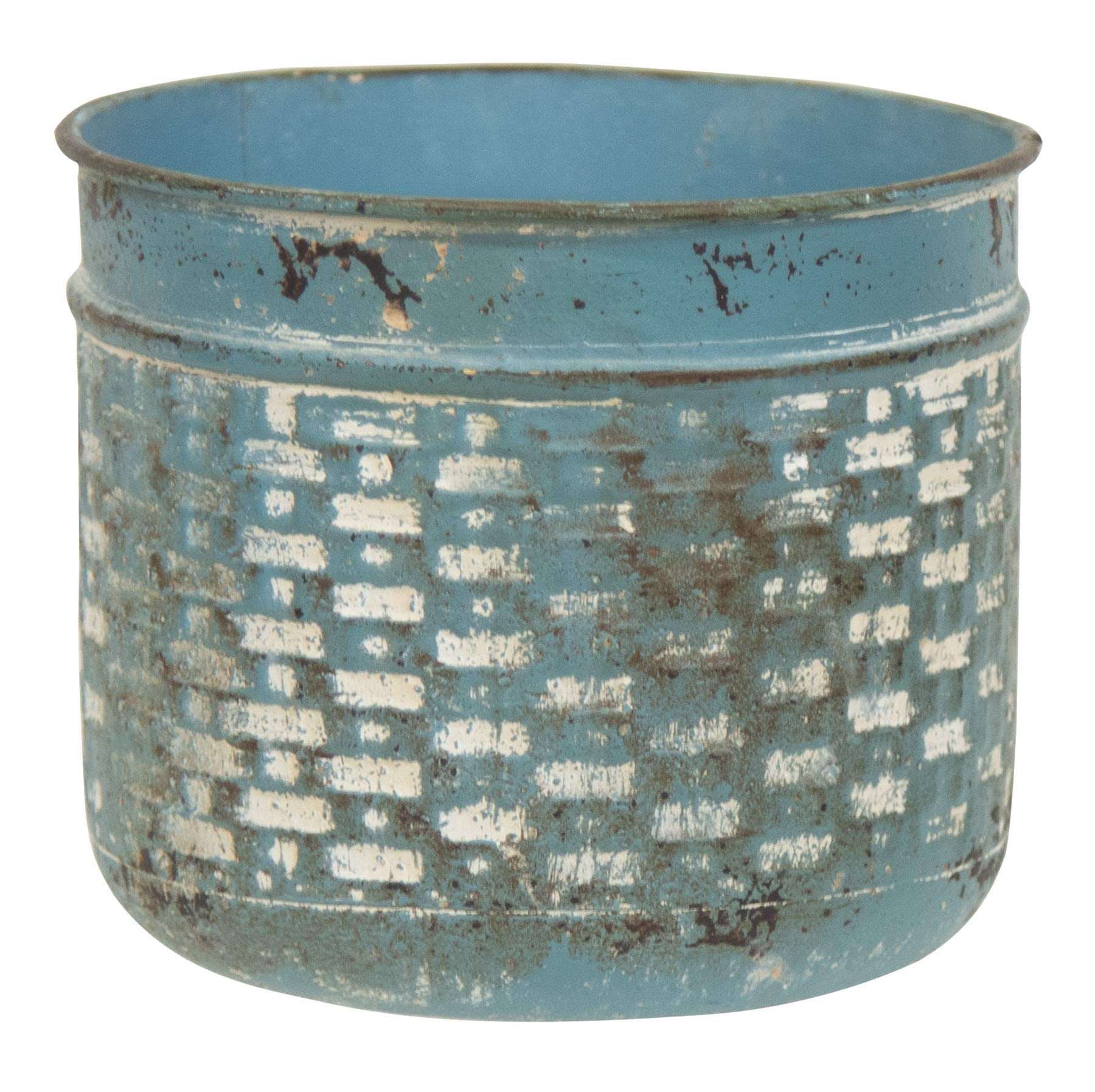 G60296 - Col House Designs Vintage Blue Basketweave Pot - Modern ...