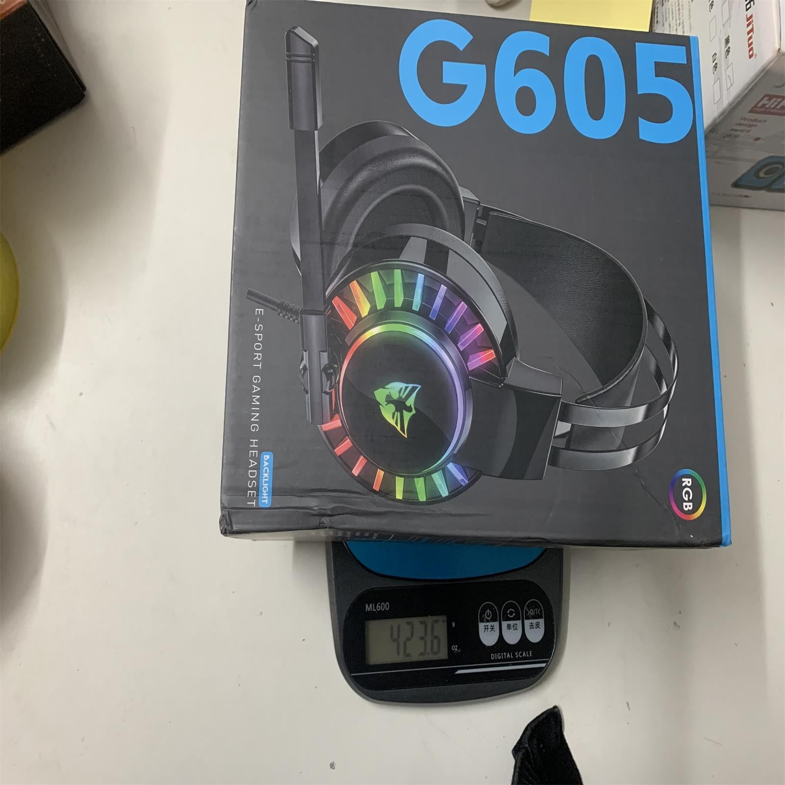 G605 Wired Gaming Headset for PC, Mobile Phone, PS5, with RGB LED, Adjustable Microphone, 3.5 Mm ...