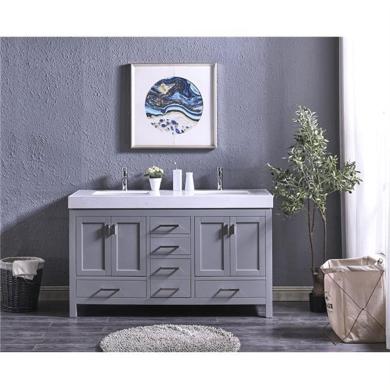 G60D-140E-CQ 60 in. Hamilton Grey Double Vanity with Wide Line ...