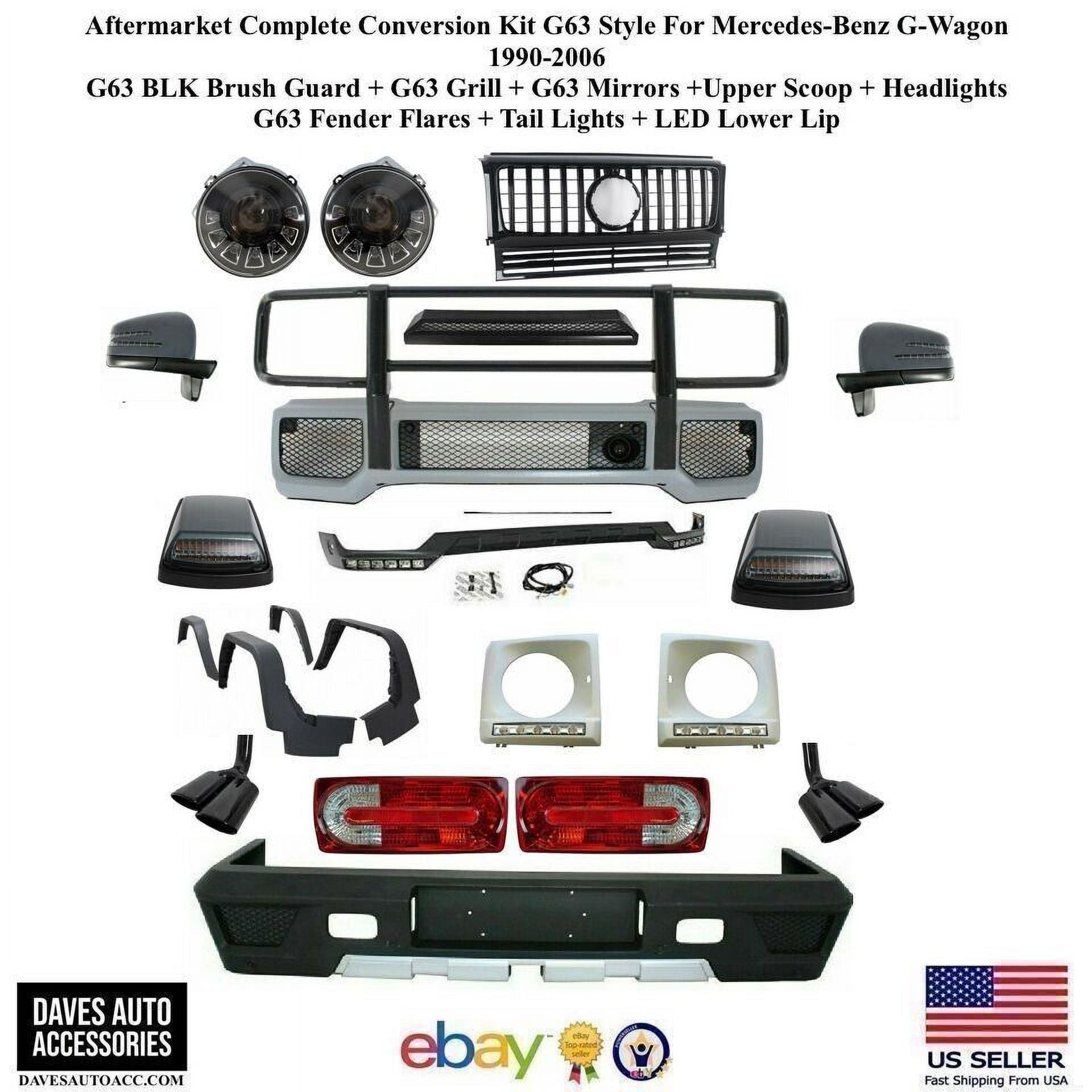 G63 Full Conversion Body Kit Bumpers Flares Black Guard Light lip g500 ...