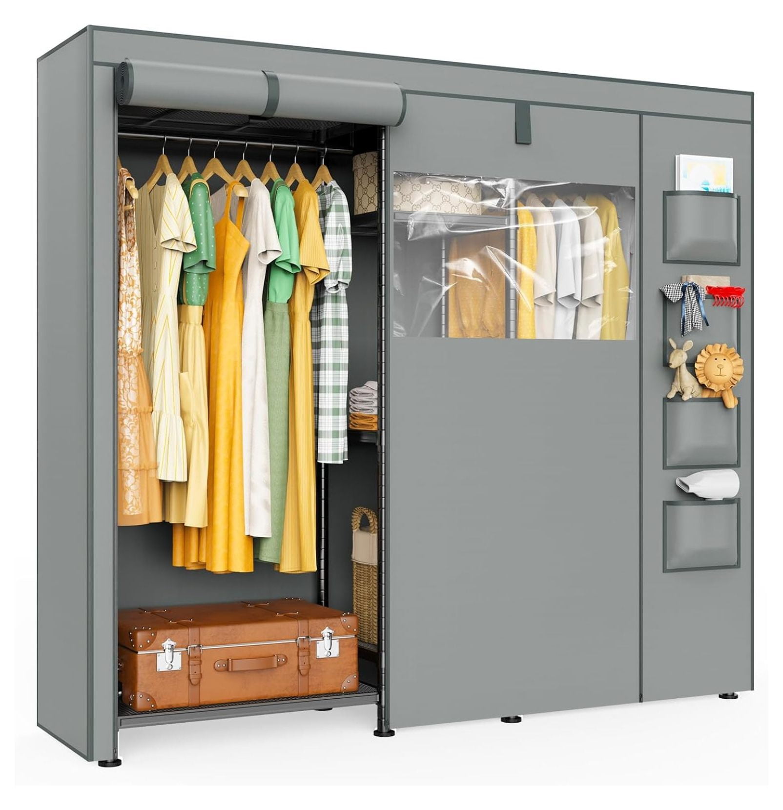 G6C Heavy Duty Clothes Rack with Cover, Wire Garment Racks for Hanging ...