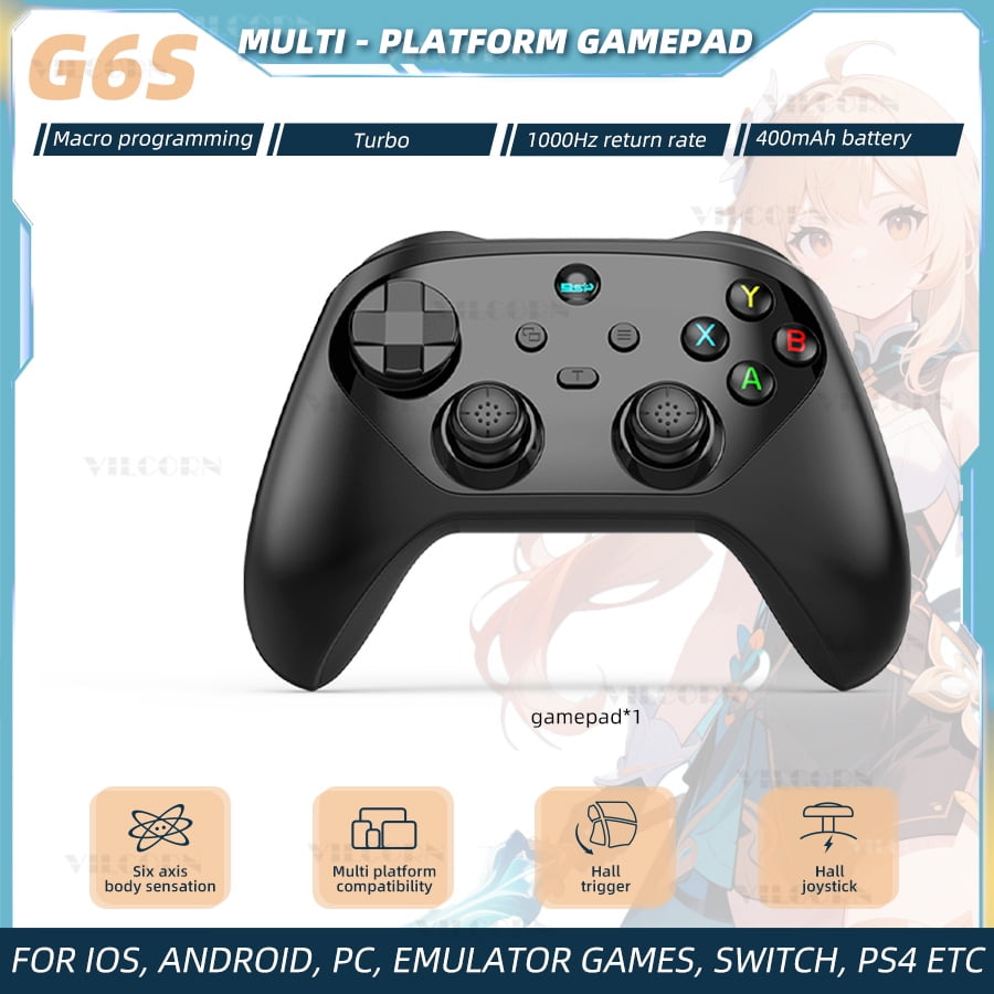 G6S Wireless Mobile Game Controller, 1000Hz Hall Joystick for Switch/PC ...