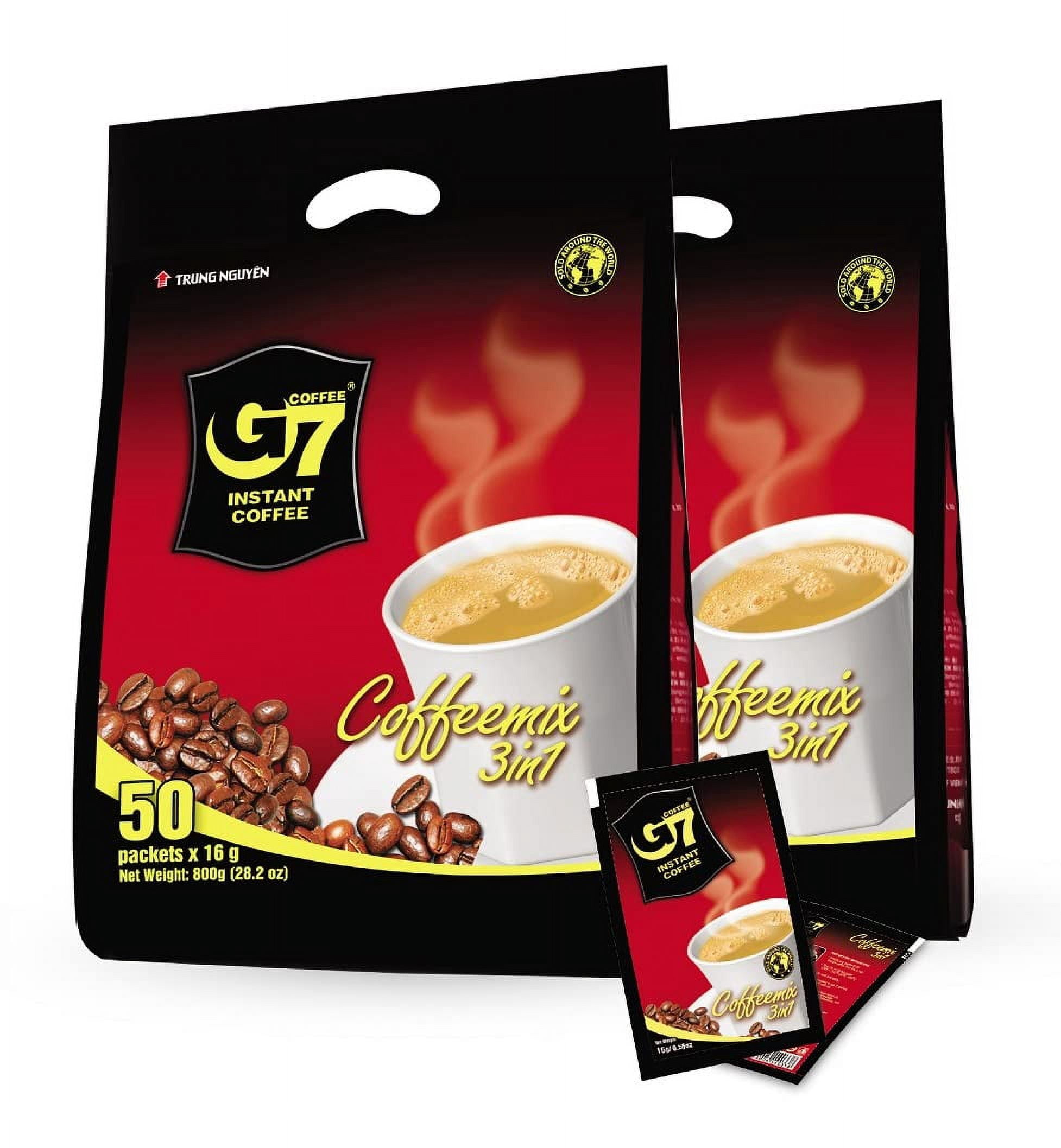 G7 3 in 1 Coffee Roasted Ground Coffee Blend w/Non-dairy Sugar Strong ...