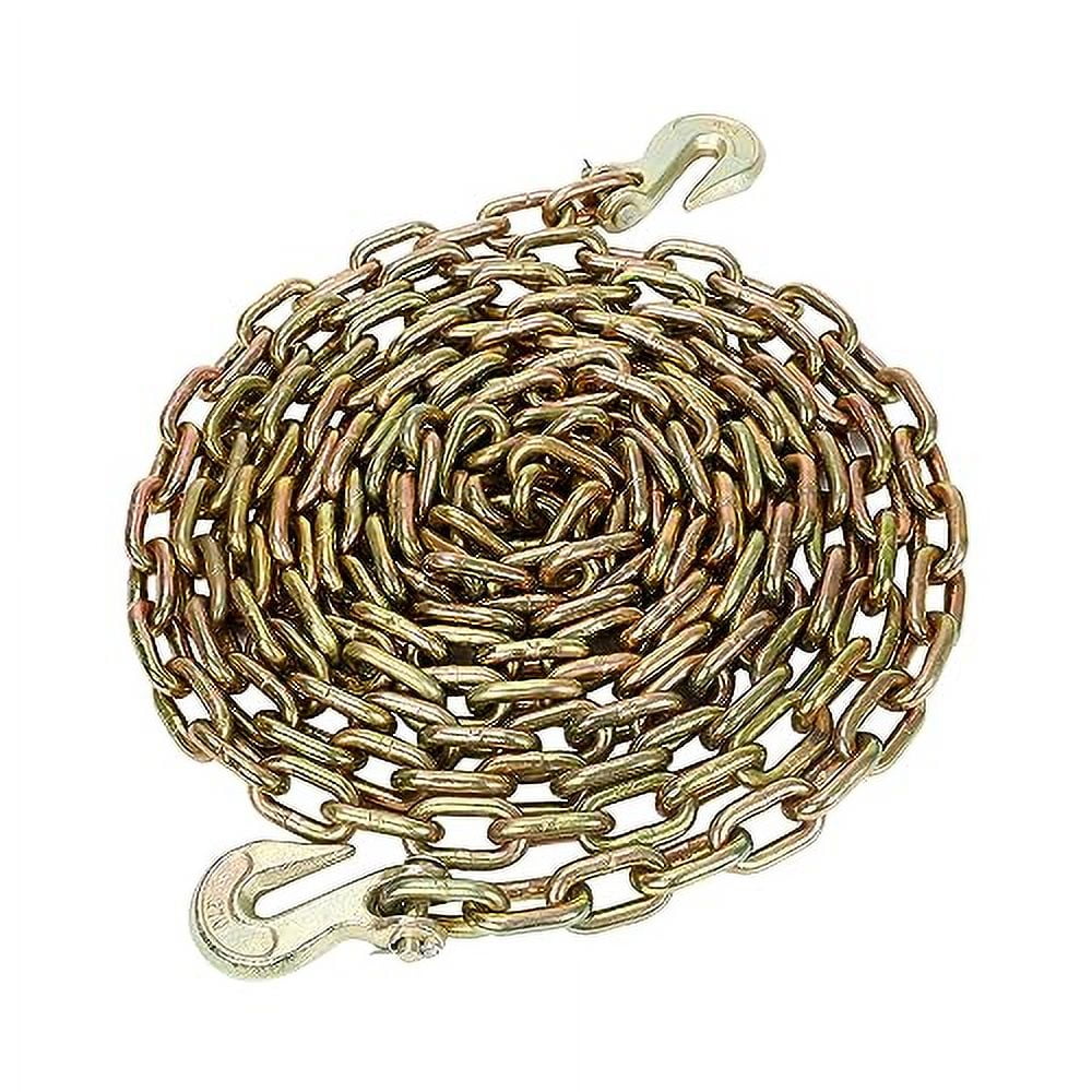 G70 Transport Binder Chain 5/16 inch x 14 Foot Safety Chain with Clevis Grab Hooks, 4,700 lbs ...