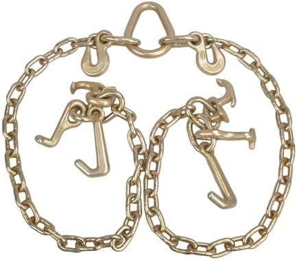 G70 V-Chain Tow Chain with Grab Hooks 3' Legs Tow Chain 4700 Pound Safe ...