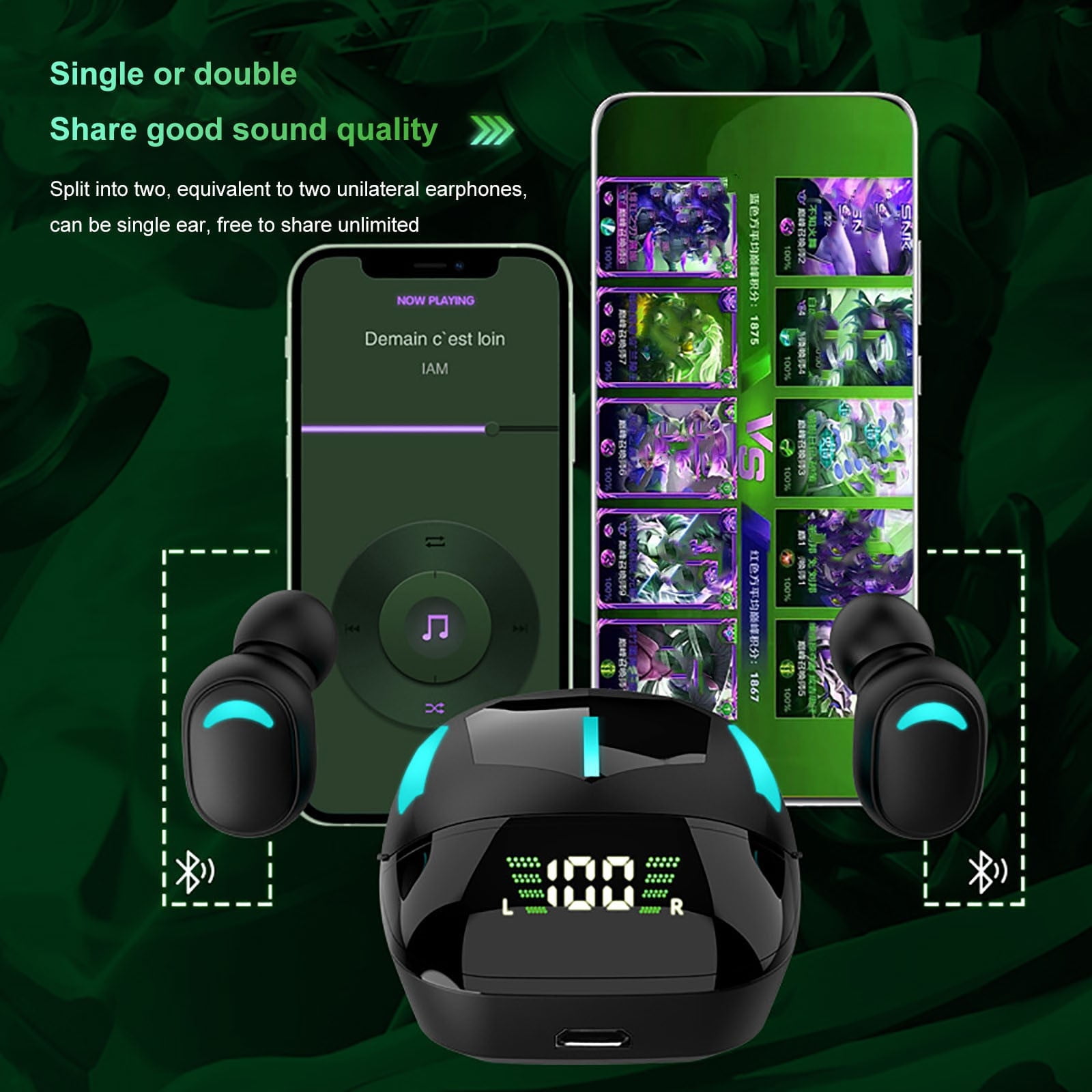 G7S Wireless Headset With Bluetooth 5.1 Noise Reduction Headset And LED Display, Suitable For ...