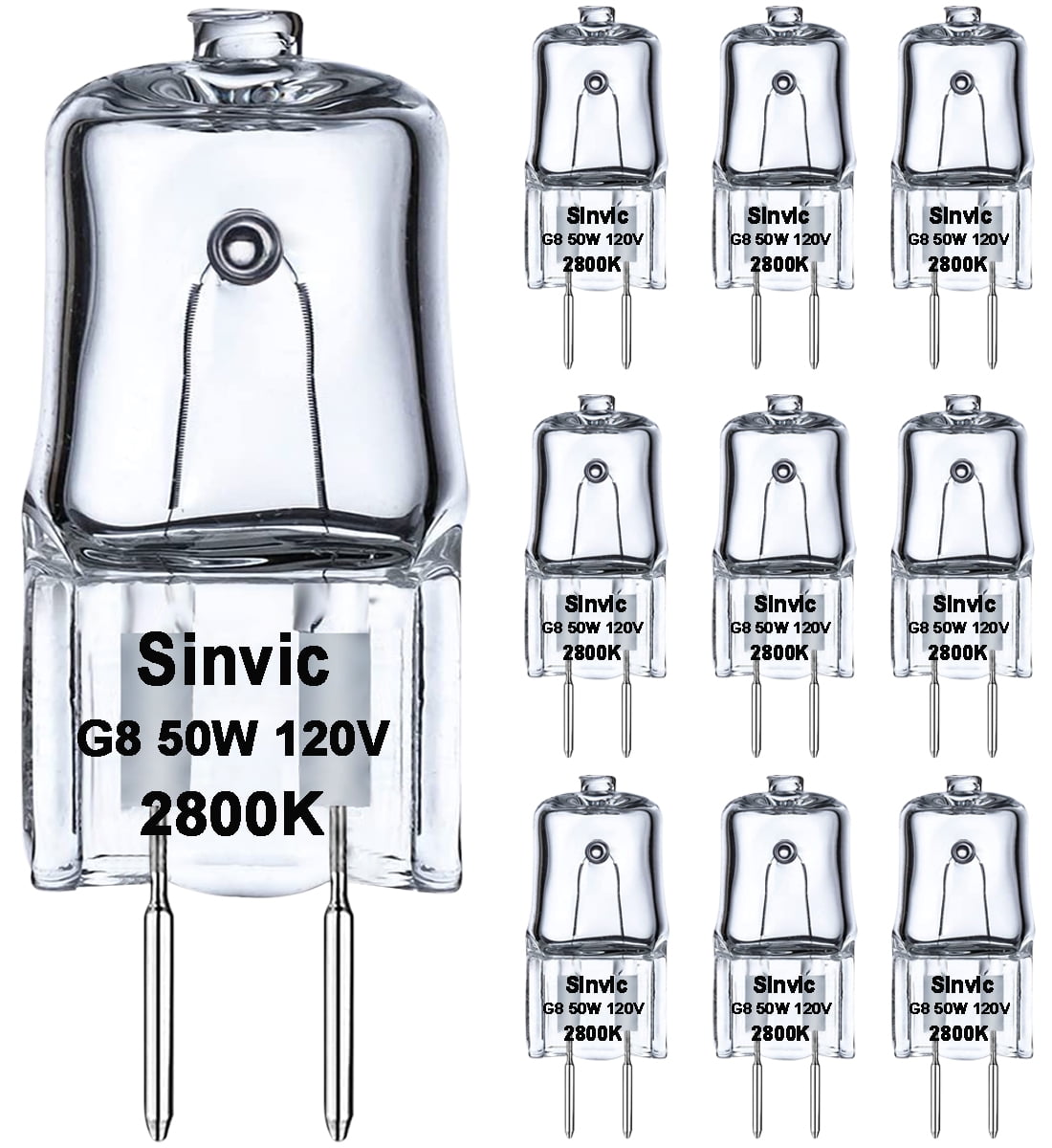 G8 50W 120V Halogen Bulb Dimmable 10PCS , Long Lifespan JCD G8 T4 Base ...