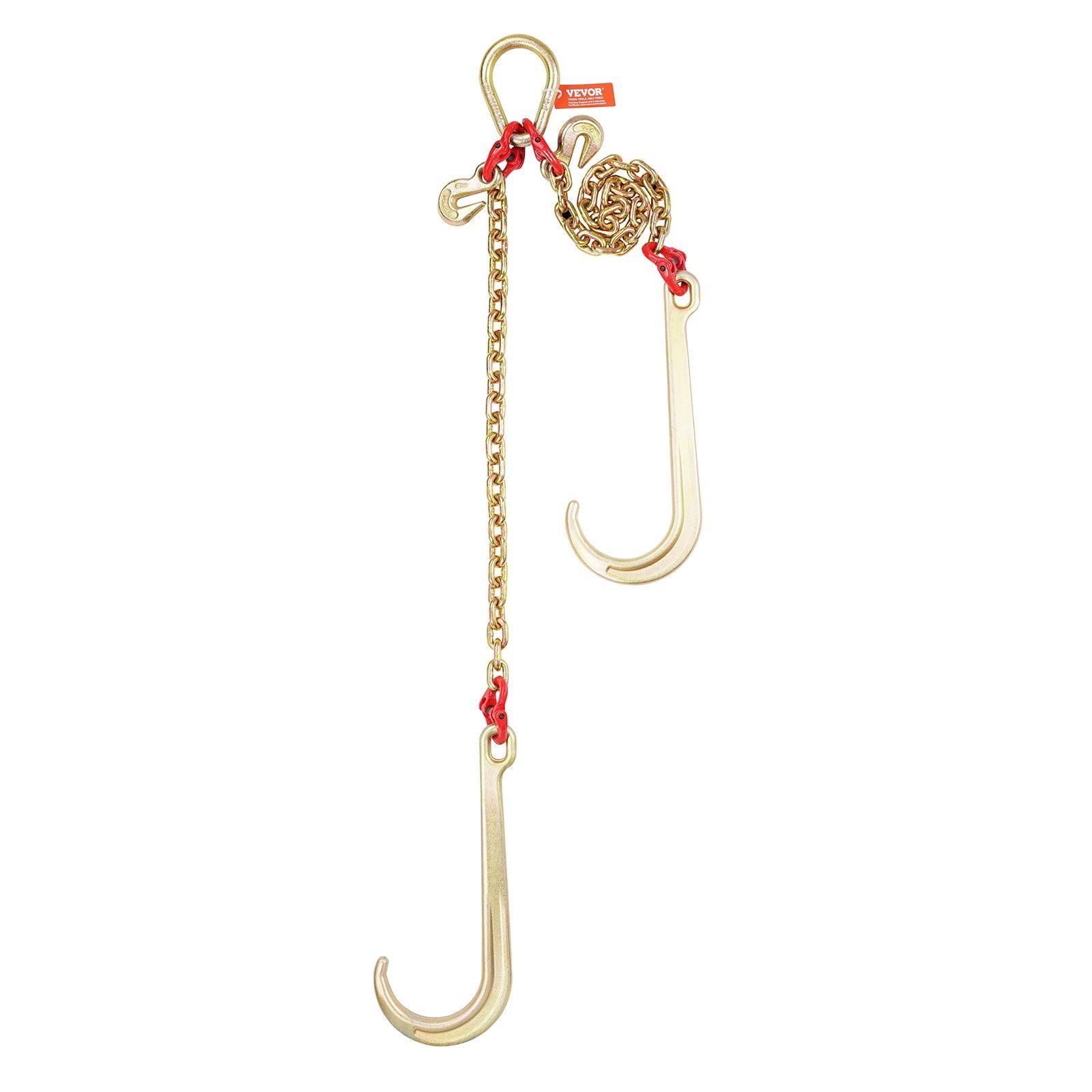 G80 Grade 5/16 Inch x 2 Feet Tow Chain with V-Chain Bridle and J Hook ...