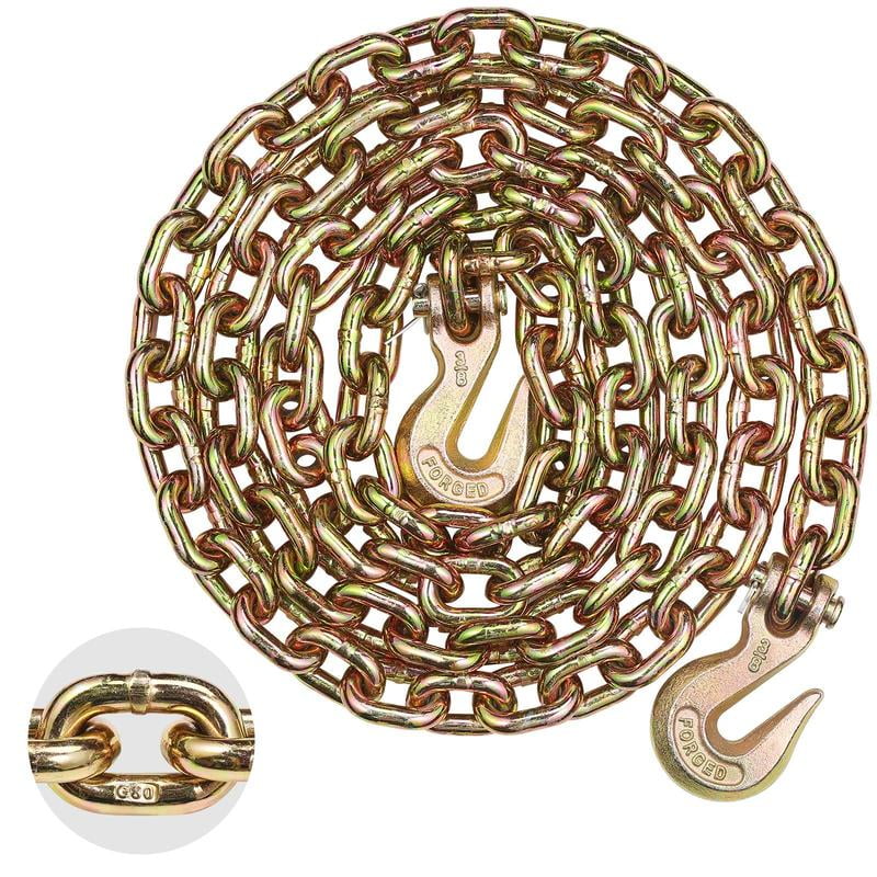 G80 Transport Binder Chain, 3/8" x 10.3' Tow Chain with Clevis Grab ...