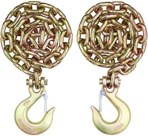 G80 Transport Binder Chain, 3/8" x 2.9' 2-Pack Tow Chain with Clevis ...