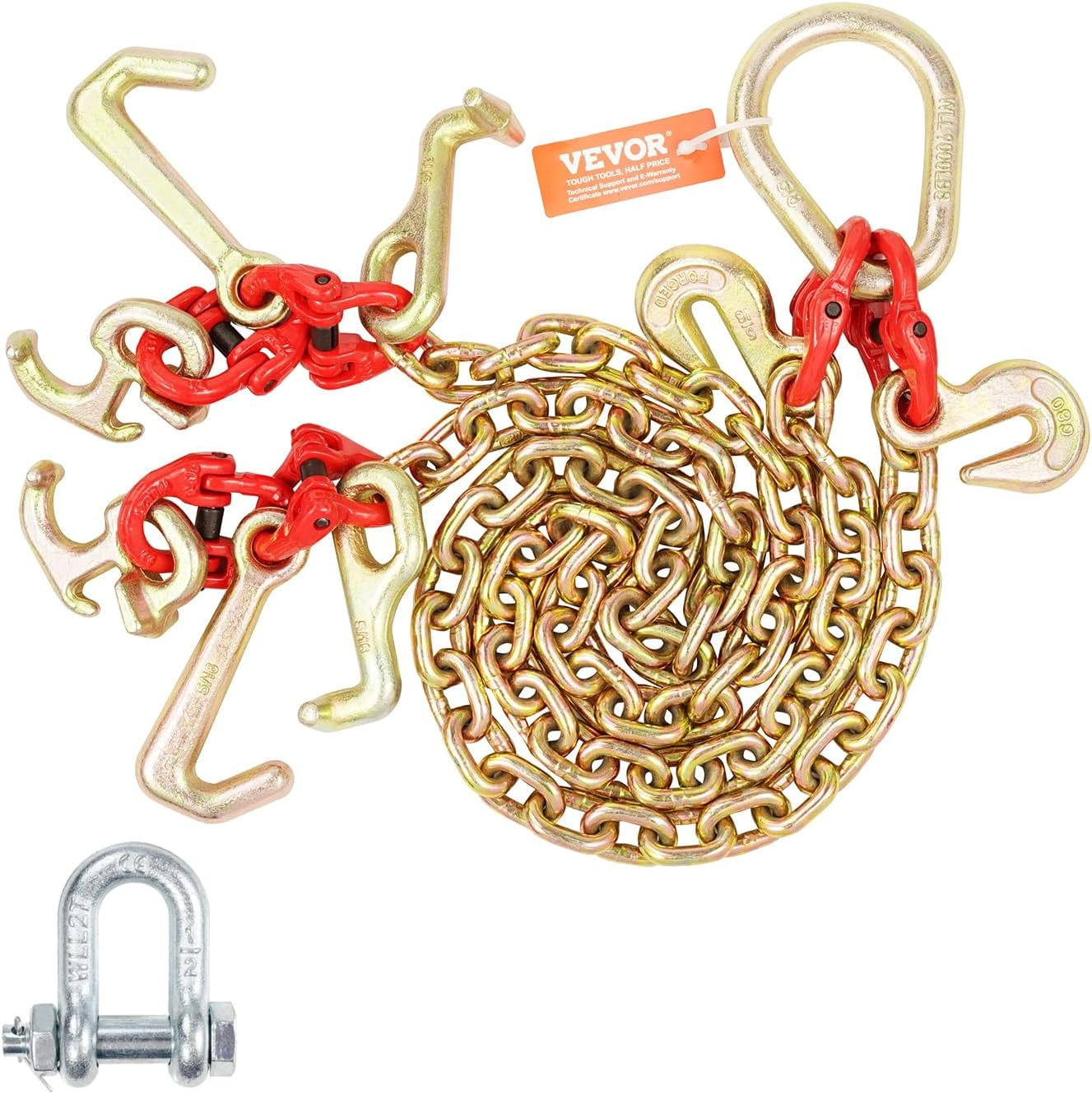 G80 V Bridle Chain, Towing Chain Bridle with J Hooks and Grab Hooks ...