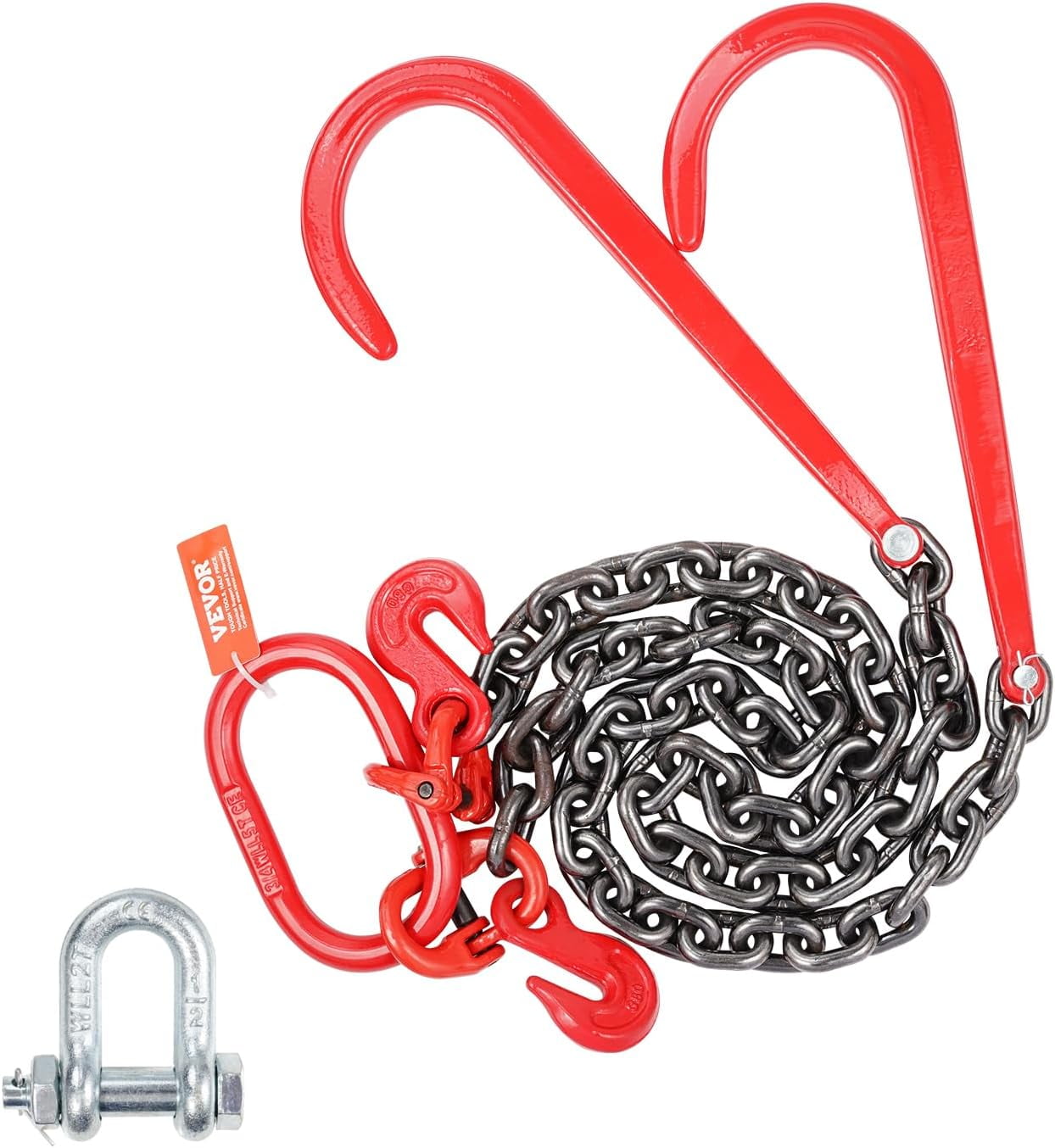 G80 V Bridle Chain, Towing Chain Bridle with J Hooks and Grab Hooks ...