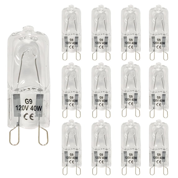 Khaosen G9 Halogen Light Bulbs, 12 Pack, 40W 120V T4 Bi-Pin, Dimmable ...