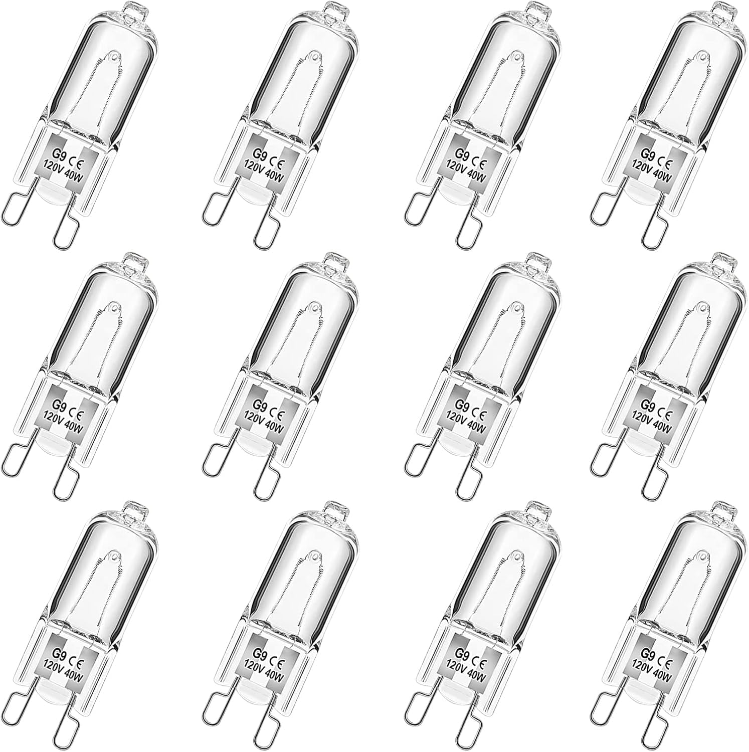 G9 Halogen Light Bulbs 2 pin 120V 40W, Dimmable Long Lasting T4 JCD ...
