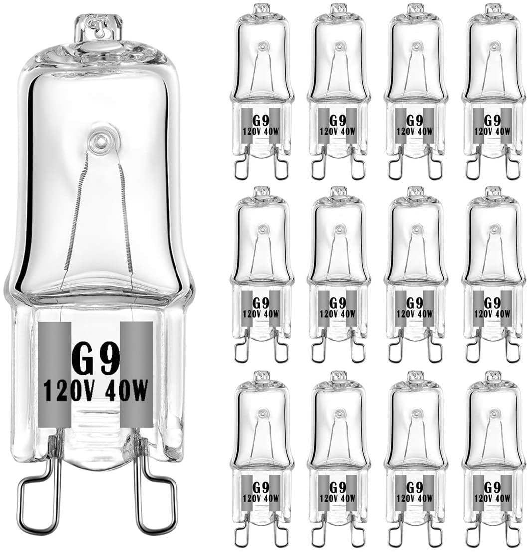 G9 Halogen Light Bulbs 2 pin 120V 40W, Dimmable Long Lasting T4 JCD ...