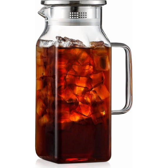40 oz,1.2Liter Square Glass Pitcher with Lid and Spout, Breast Milk ...