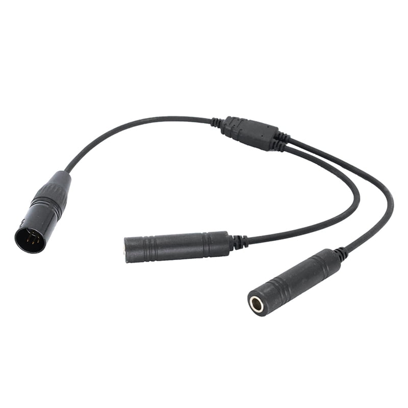 GA Dual Plugs to 5 Pin XLR Adapter Black Aviation Headphone Cable ...