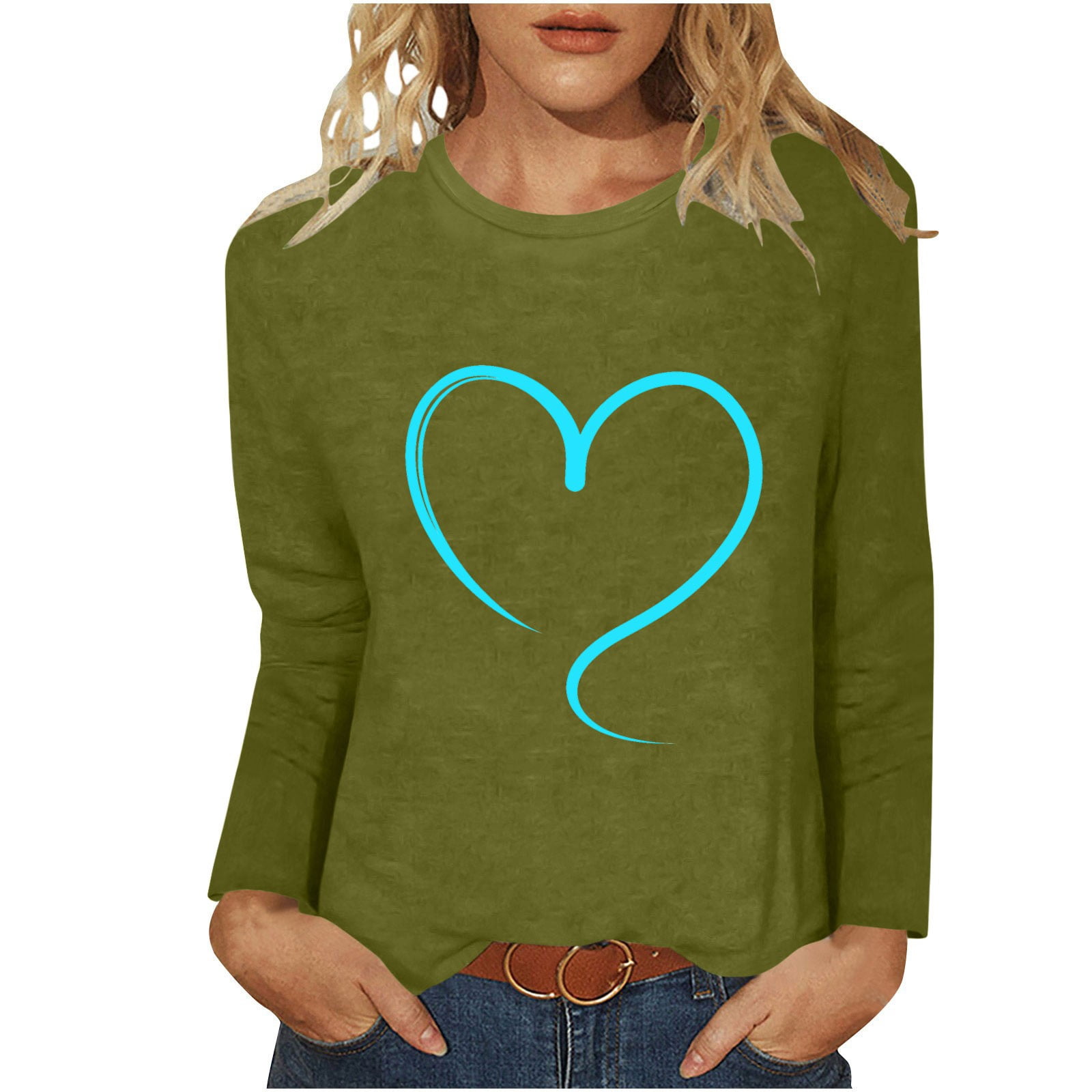 GA WEIHUA Big Deals Women's Long Sleeve Tee Shirts Crewneck Baisc Comfy ...