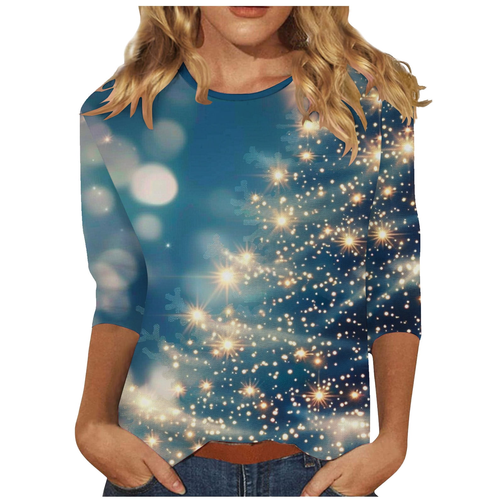 GA WEIHUA Clearance,2024 Christmas Shirts for Women Casual Shimmer ...