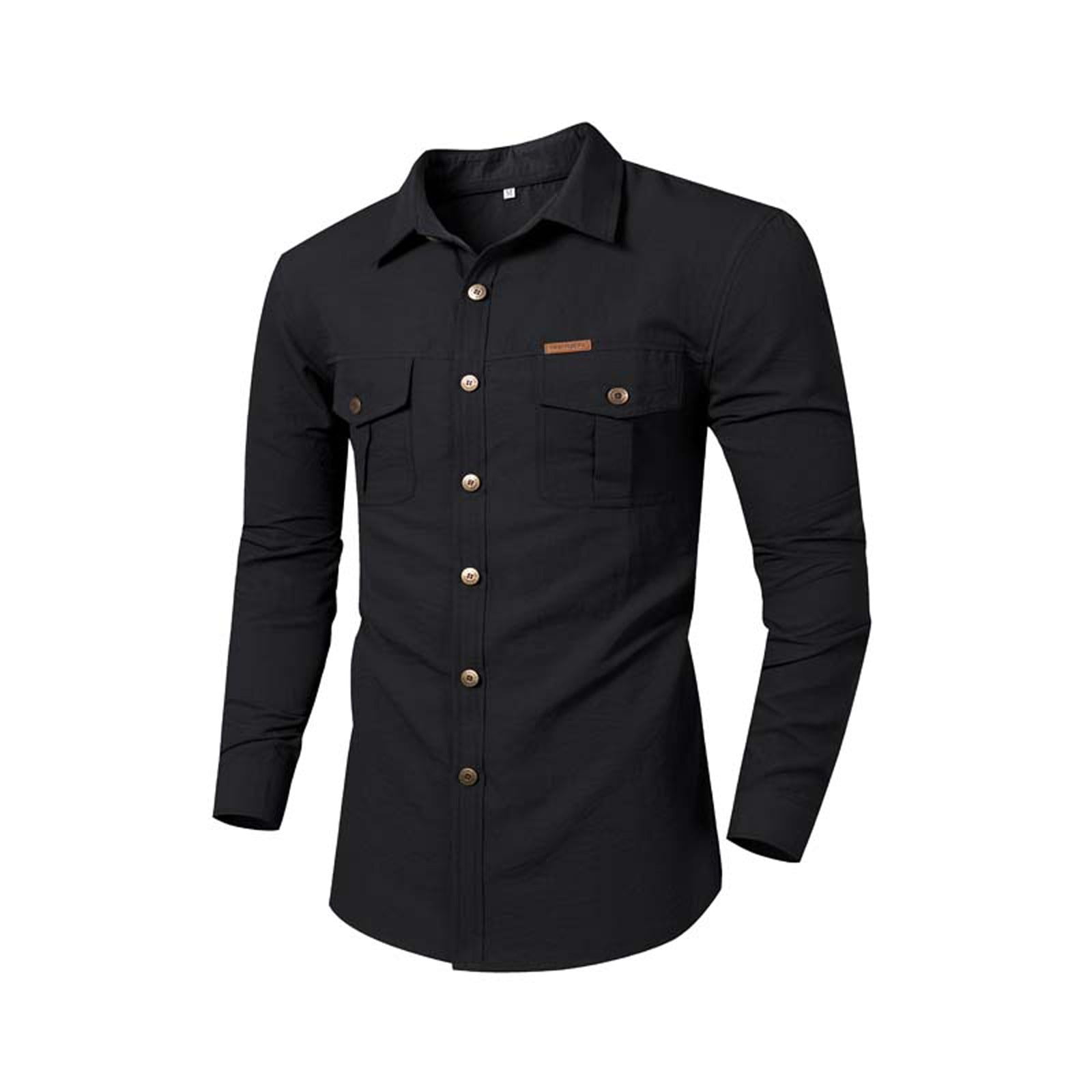 GA WEIHUA Clearance Sale,Men Shirt Tactical Cargo Work Long Sleeve Shirts Military Button Down ...