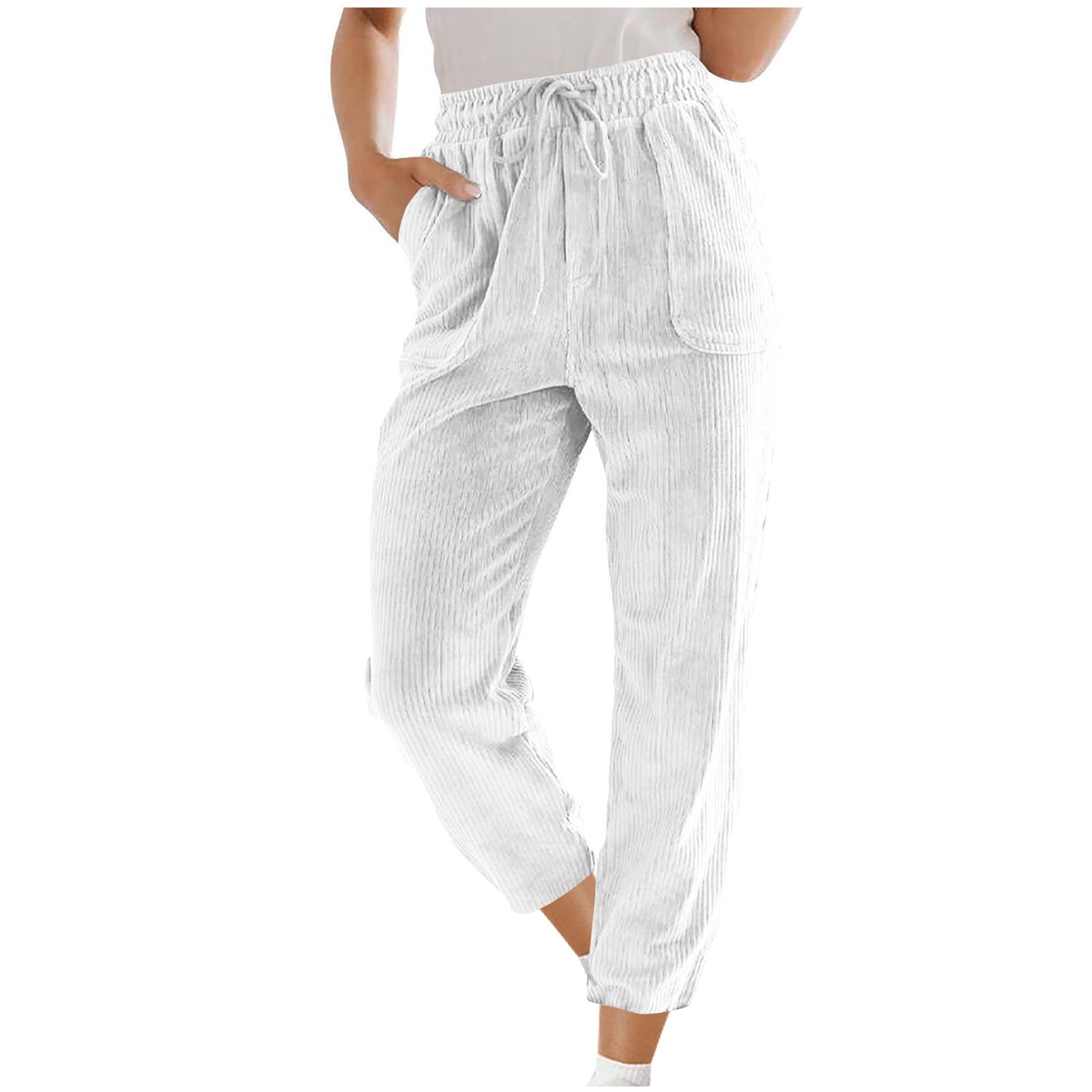 GA WEIHUA Flash Deals,Corduroy Drawstring Pants for Women Elastic High ...