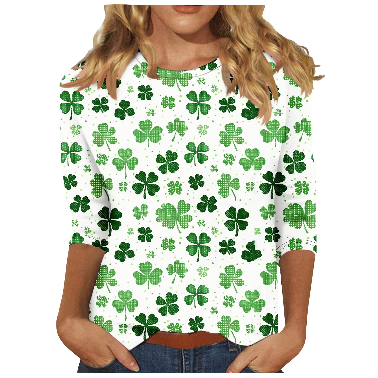 GA WEIHUA Pink Irish Shamrock Lucky Shirt for Women Clover St Patricks ...