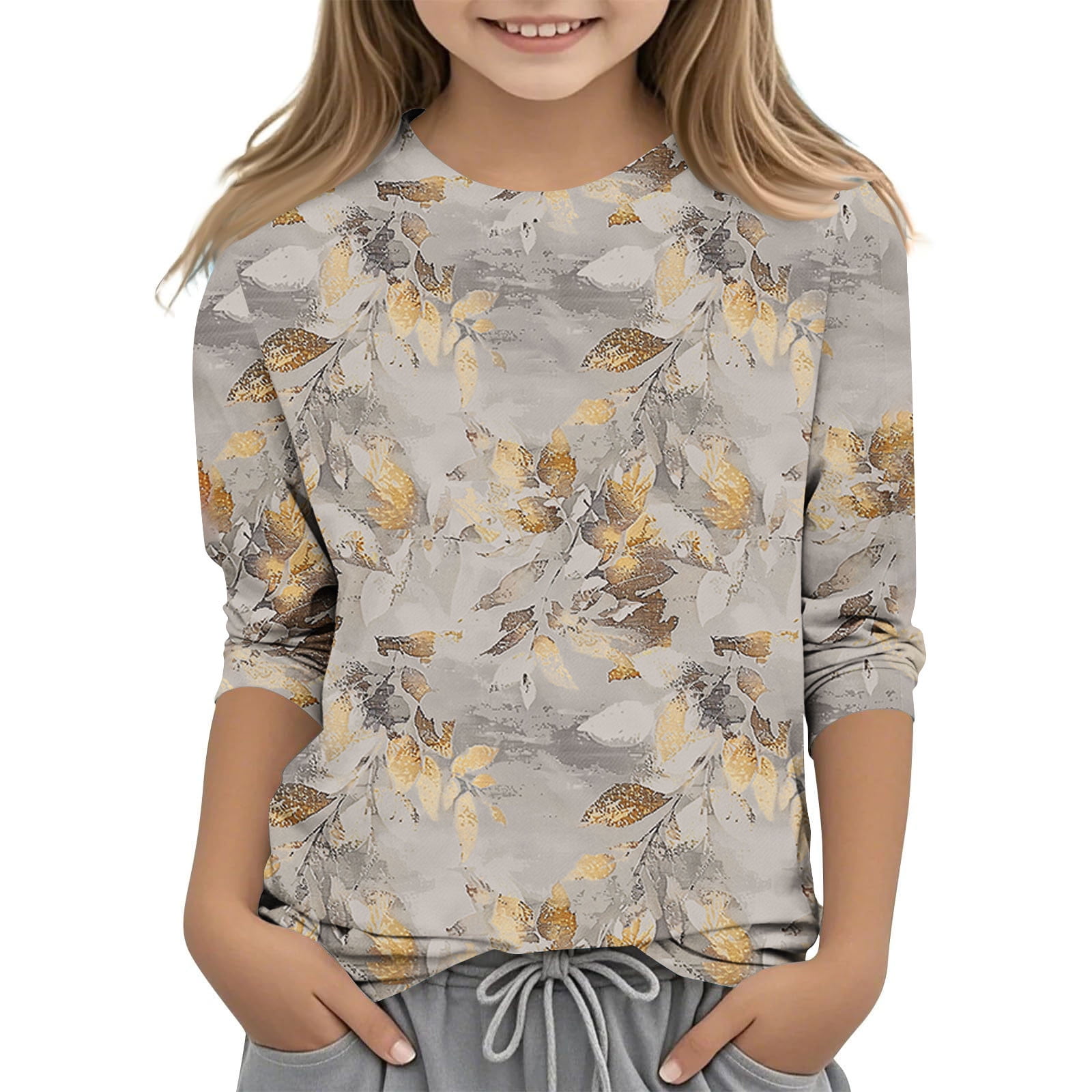 GA WEIHUA Toddler Girls Tops Summer Floral Print Tees Shirts 3/4 Length ...