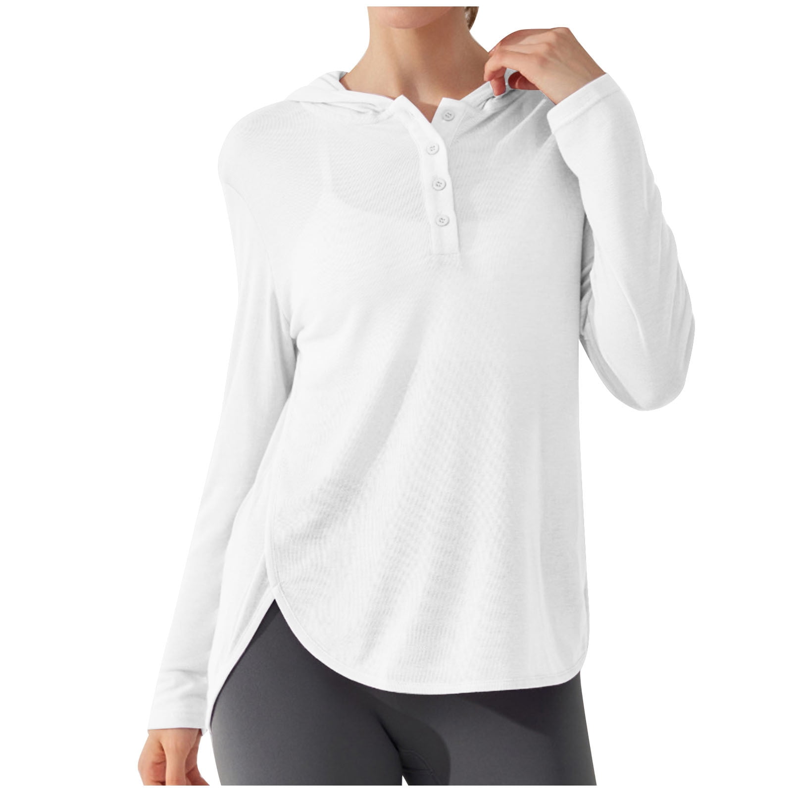 GA WEIHUA Women's Sheer Workout Hoodie Shirts High Low Hem Tops See ...