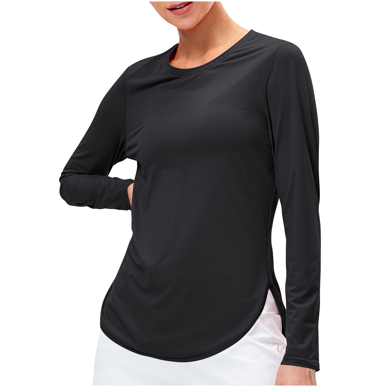 GA WEIHUA Womens UPF 50+ Sun Shirts Lightweight Seamless Workout Shirts Quick Dry Long Sleeve ...