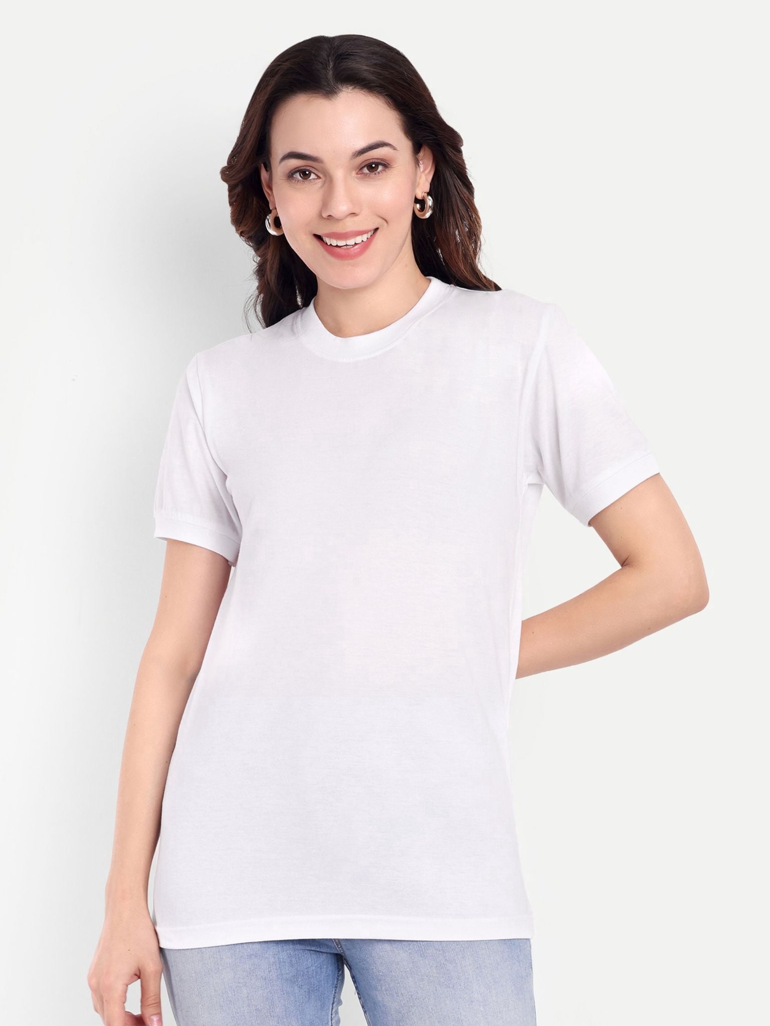 GAB Pure Cotton Regular Fit White Solid T-Shirt - Walmart.com
