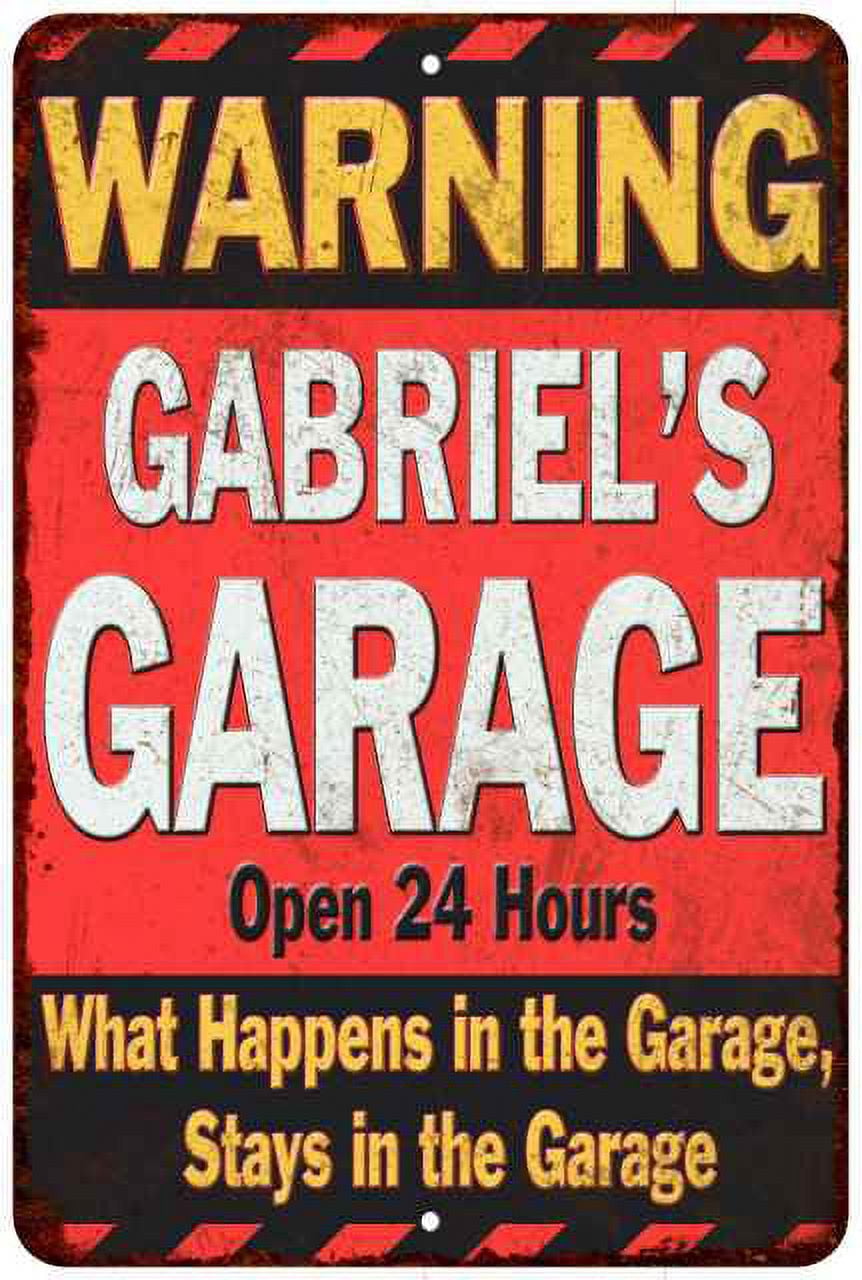 GABRIEL'S Garage Warning Man Cave Wall Decor 8x12 Metal Sign ...