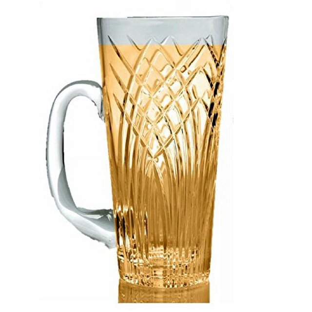 GAC Crystal Glass Beer Mug with Handle, 16oz Glass Beer Stein Stunning ...