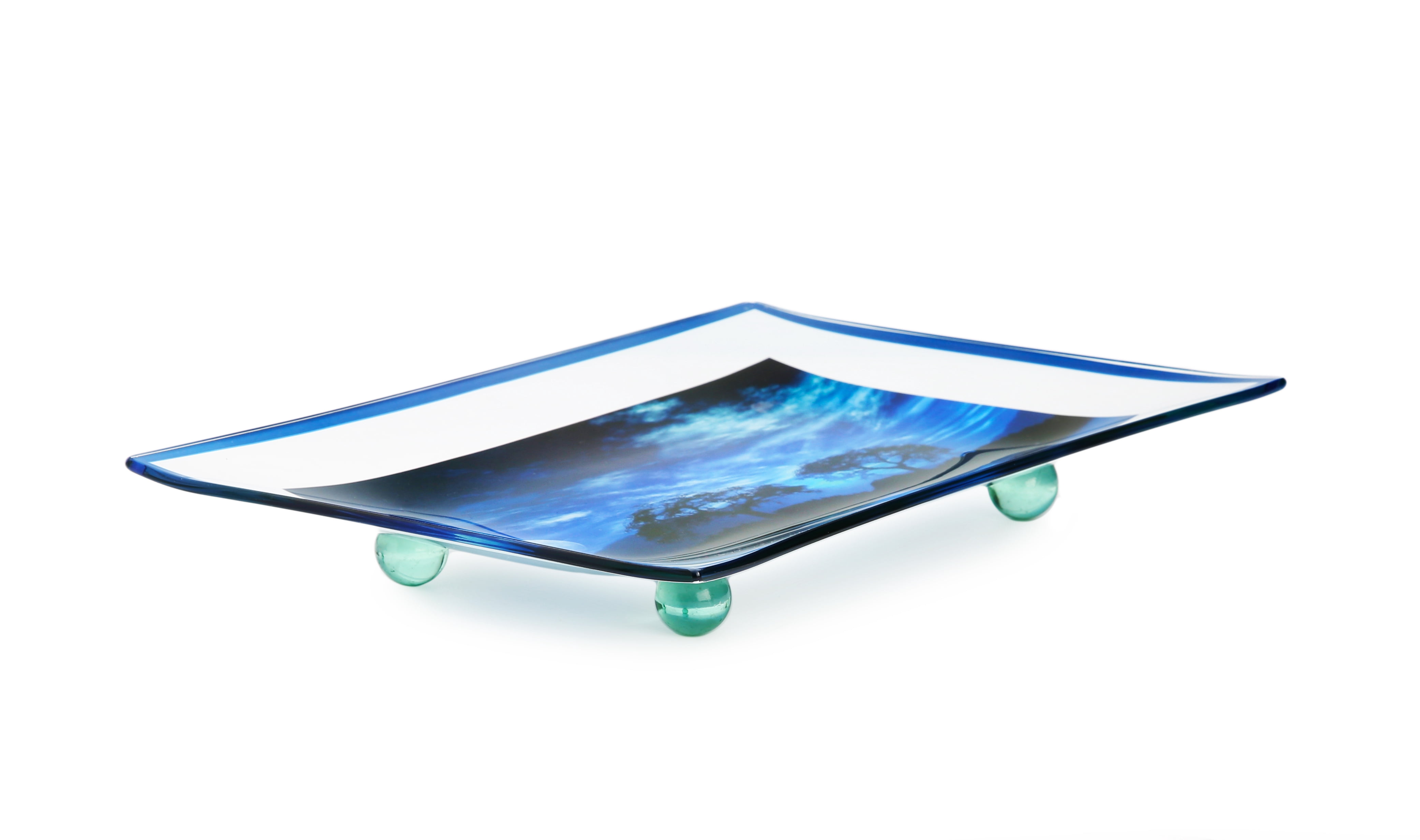 GAC Unique Landscape Design Rectangular Tempered Glass Serving Tray on ...