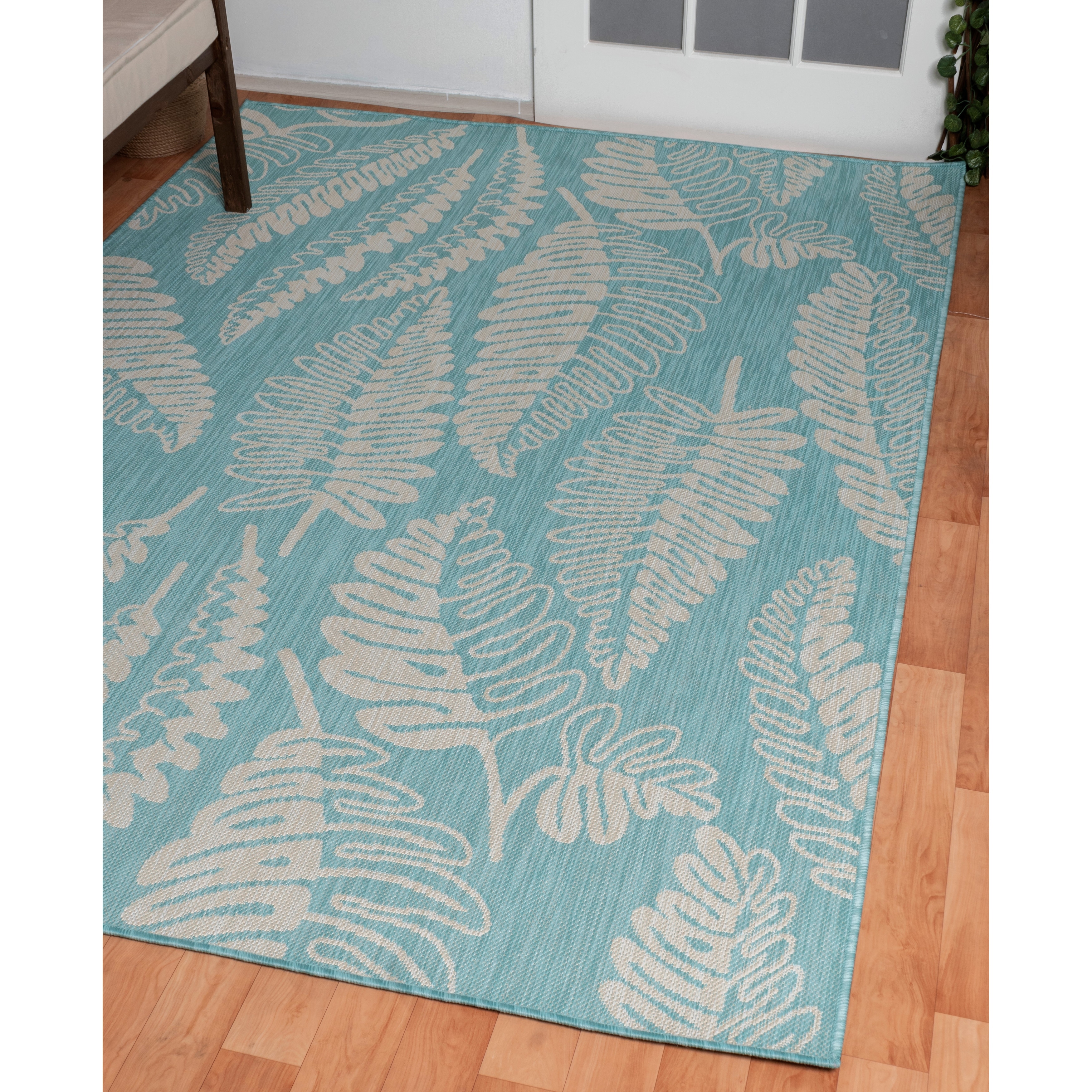 GAD Boca Premium Floral Varied-Leaf Design Indoor Outdoor Area Rug ...