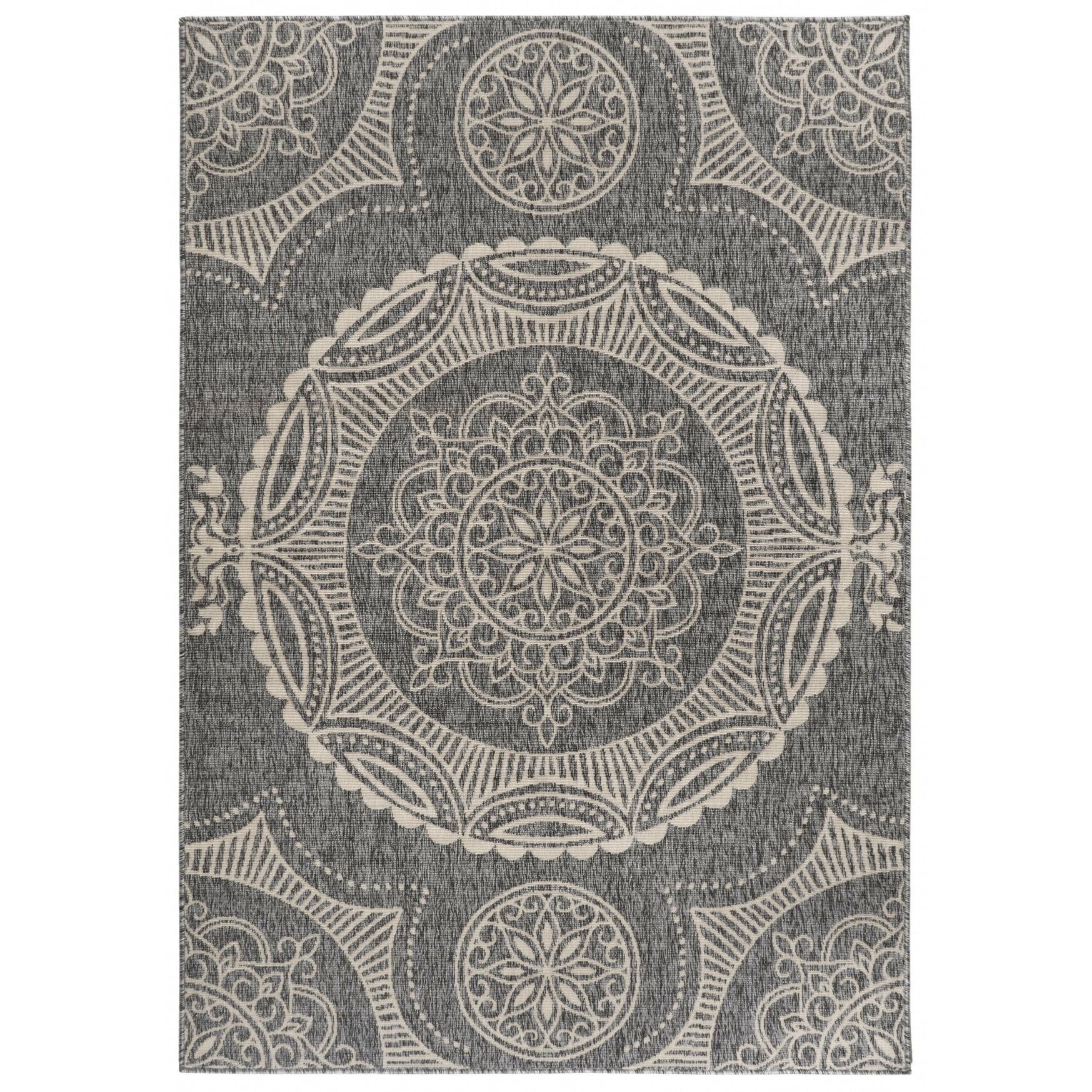 GAD Boston Dynamic Medallion Motif Premium Indoor Outdoor Area Rug Grey ...