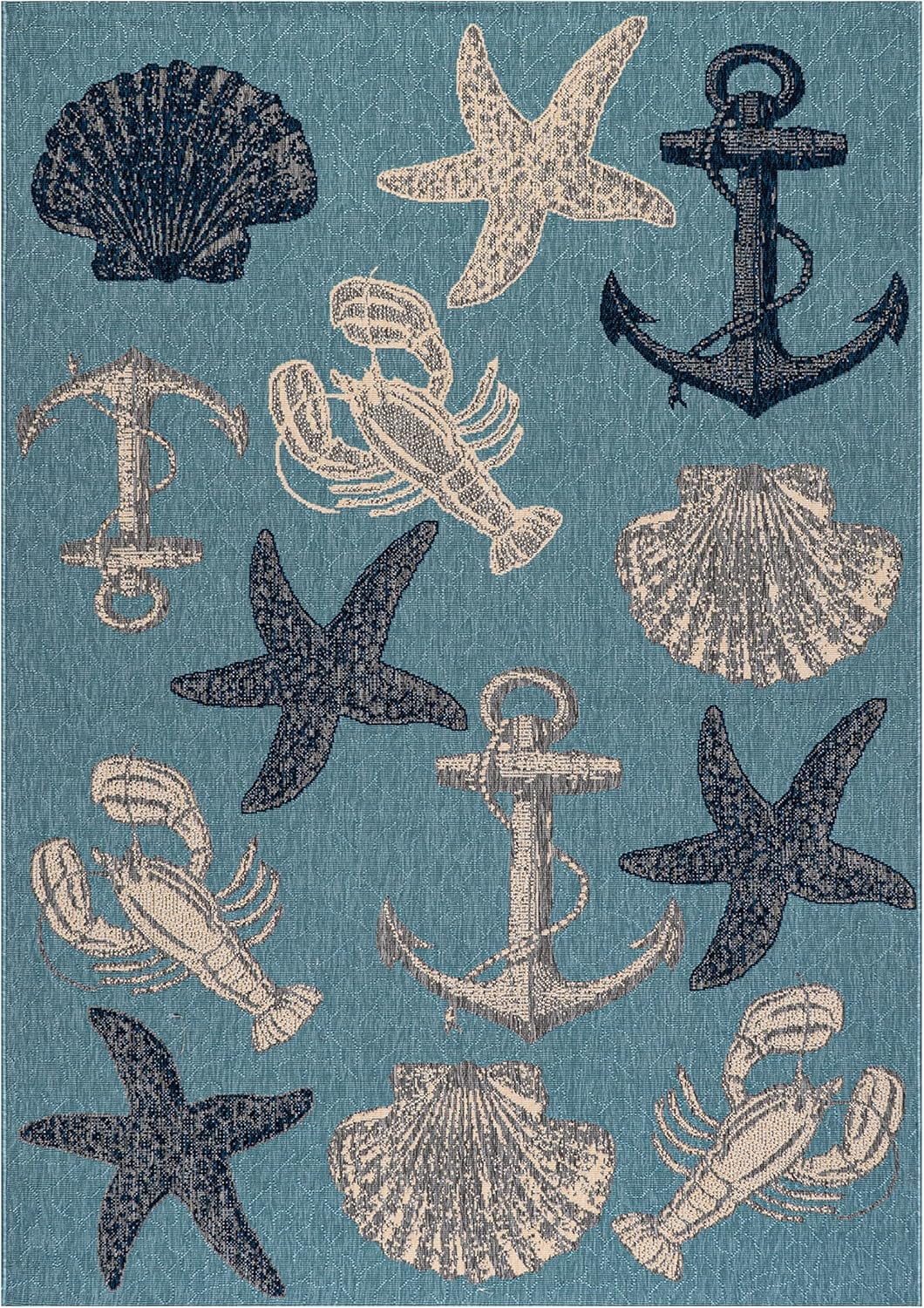 GAD Great American Distributors Shells Premium Indoor Outdoor Area Rug ...