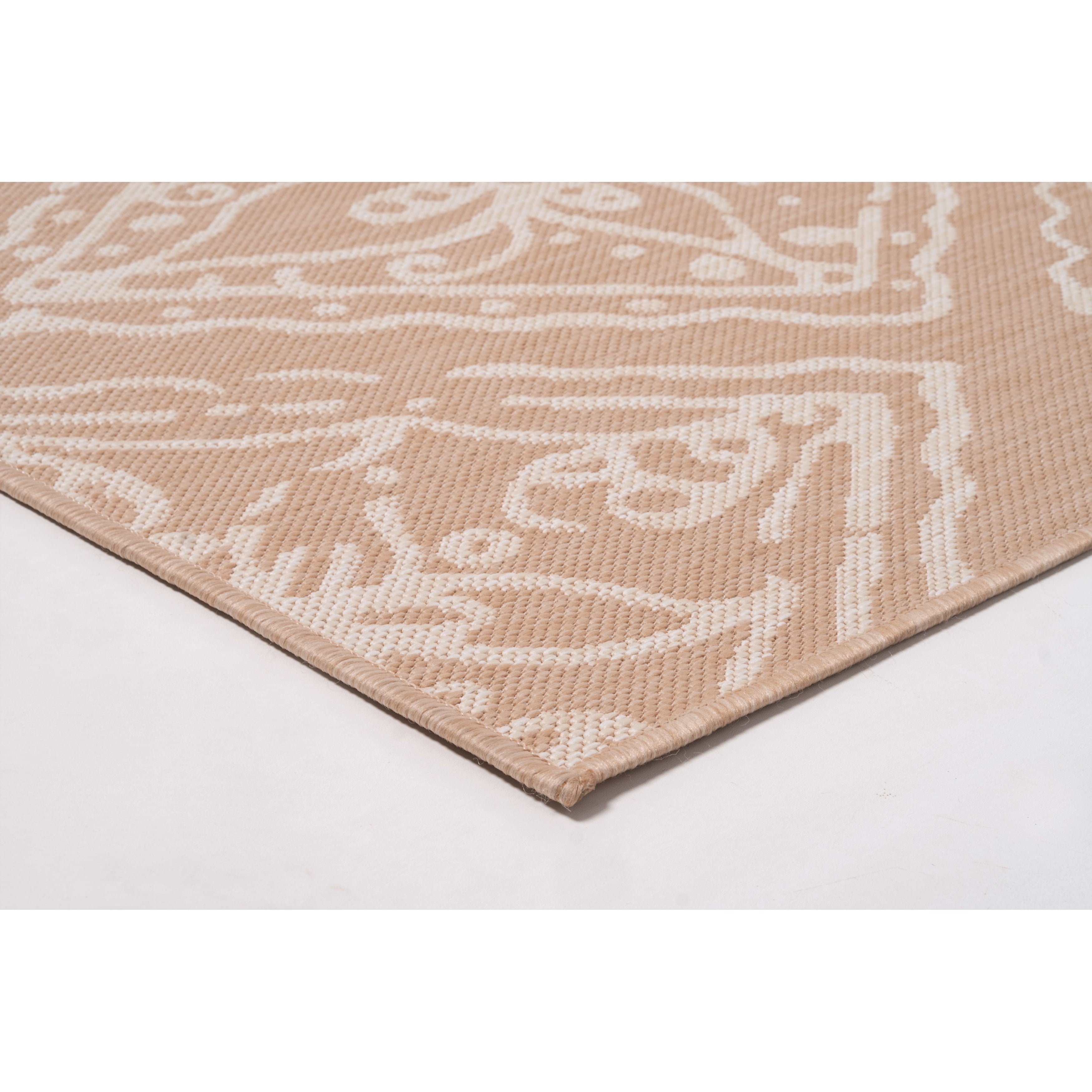 GAD Jule Premium Geometric Indoor Outdoor Area Rug NATURAL-WEISS 5'3" X ...