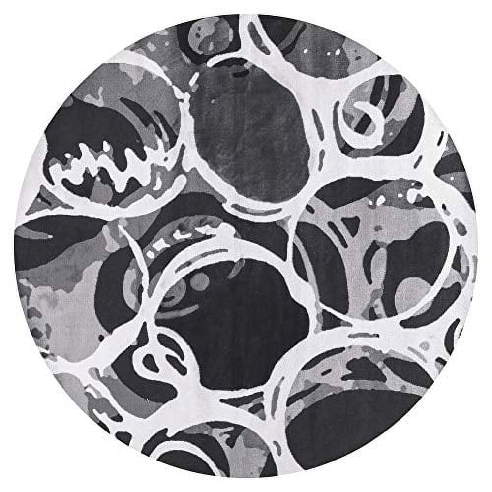 GAD Premium Indoor Contemporary Circles Area Rug (6'7" Round) Black ...