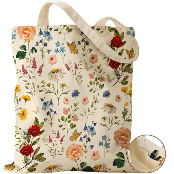 GADE Aesthetic Canvas Tote Bag - Reusable Shoulder Tote Bag for Women ...