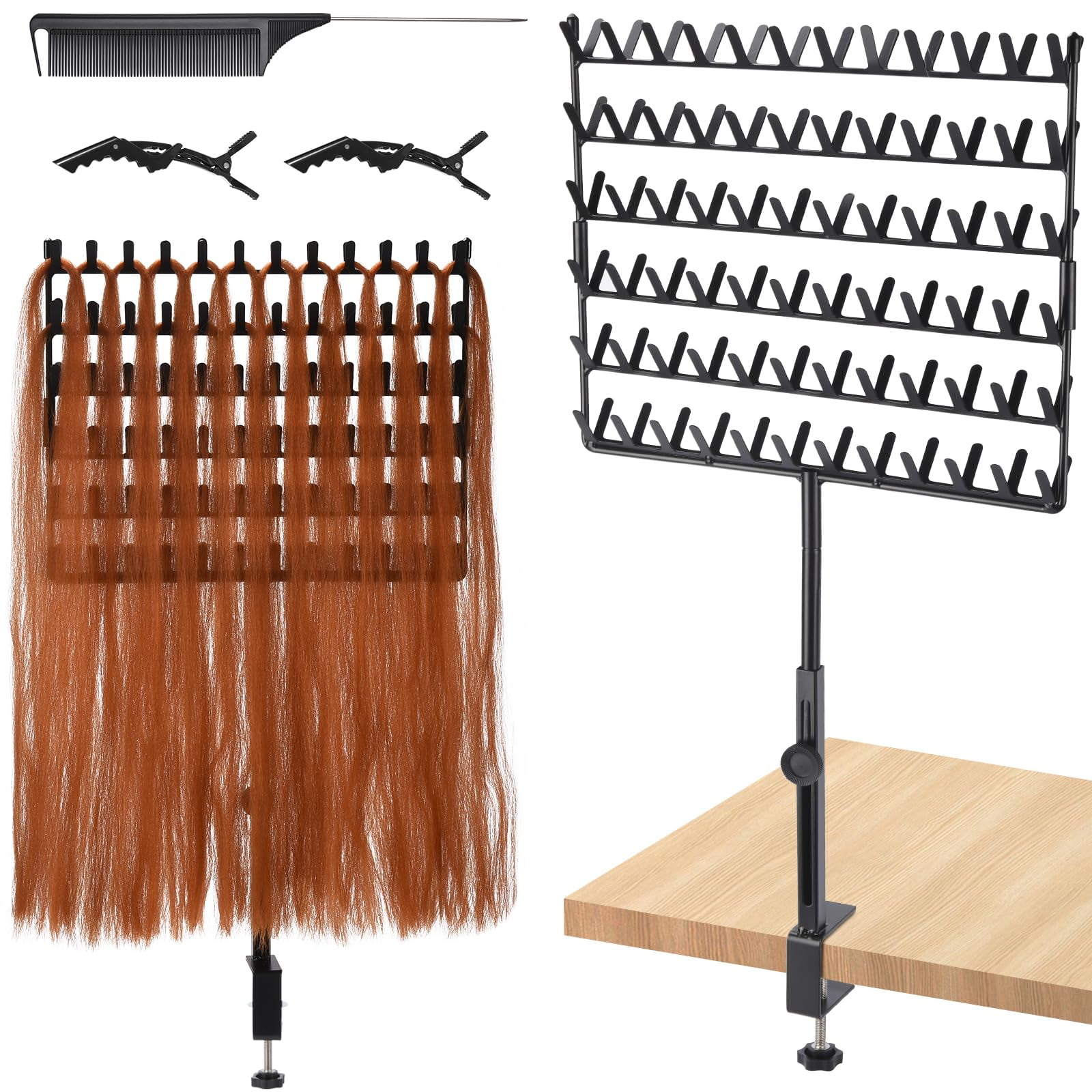 GADFISH Braiding Hair Rack Desktop, 144 Pegs Height Adjustable Braiding ...