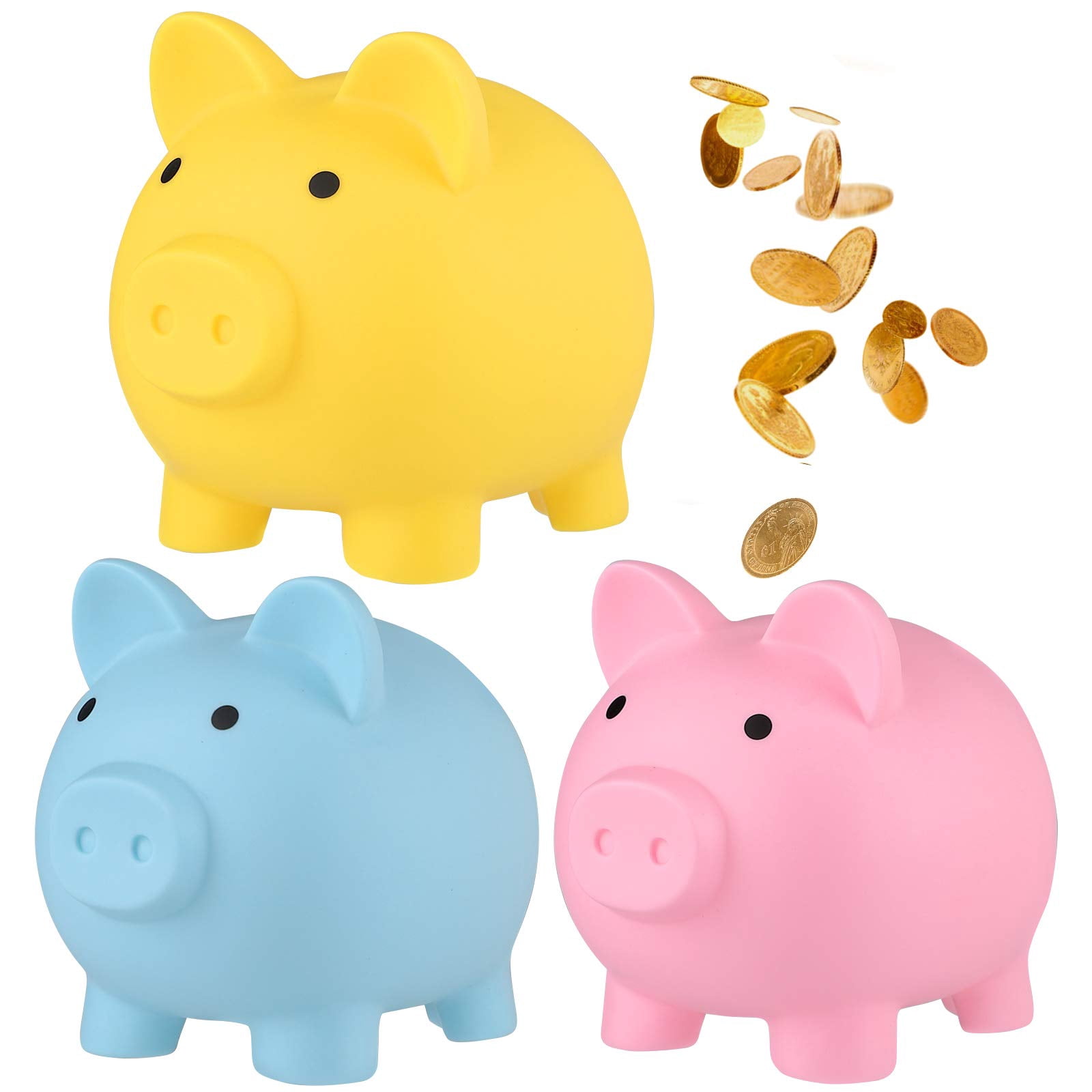 GADIEDIE Large Piggy Bank, Unbreakable Plastic Money Bank, Coin Bank ...