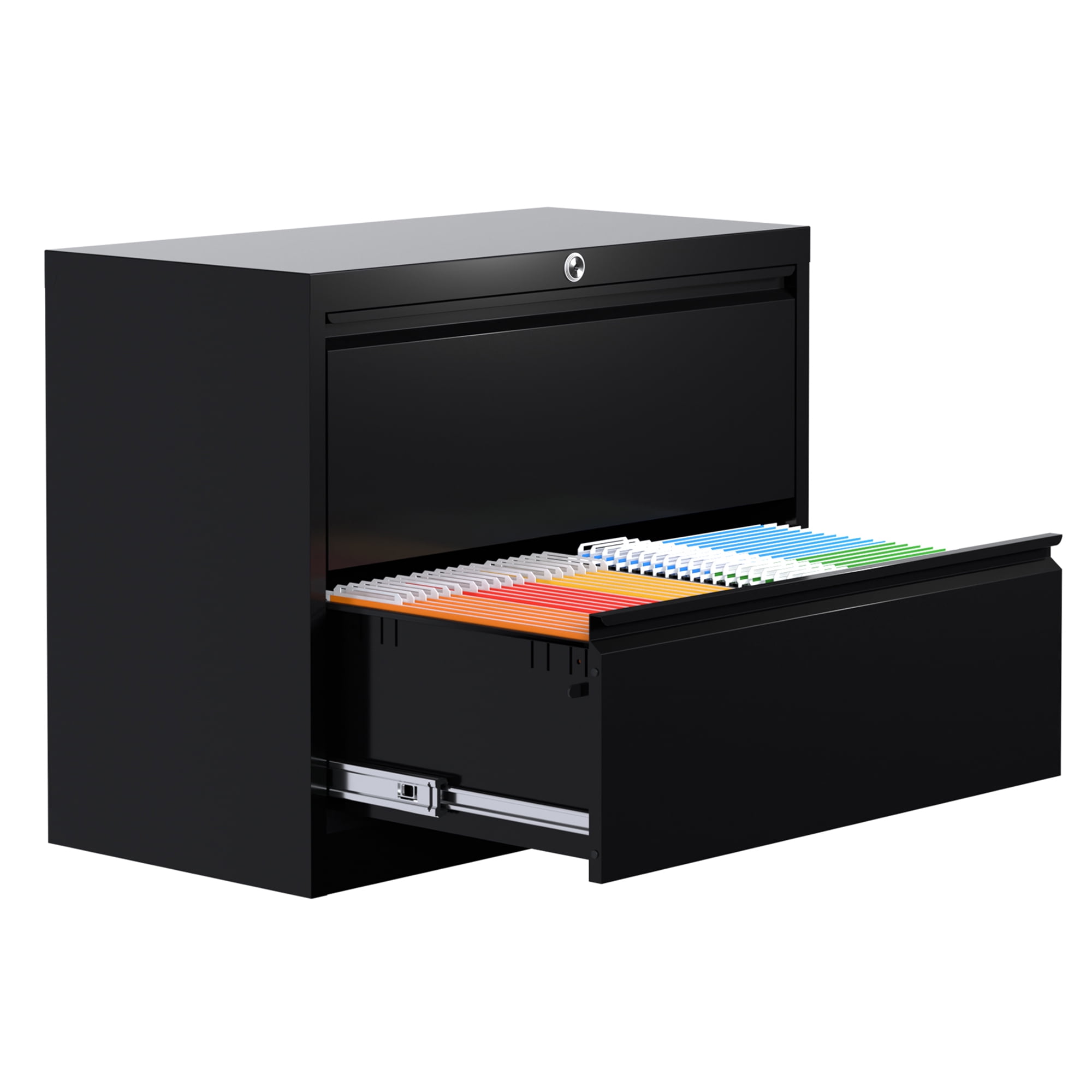 DWVO Office Lateral File Cabinet 2 Drawer with Lock Storage Wood Shelf ...