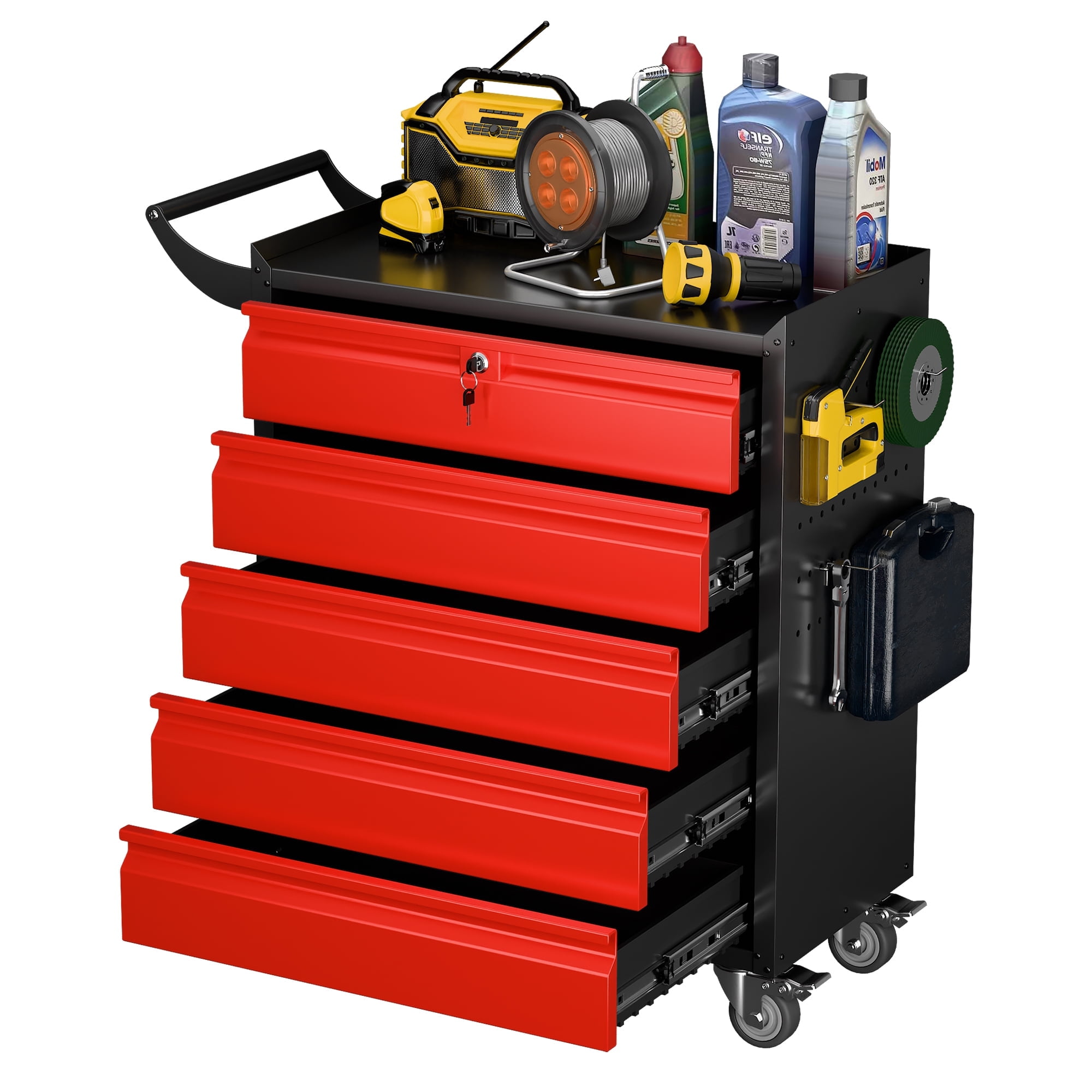 GAEANET Metal Rolling Tool Chest with Wheels and Drawers, 5 Drawer Tool ...