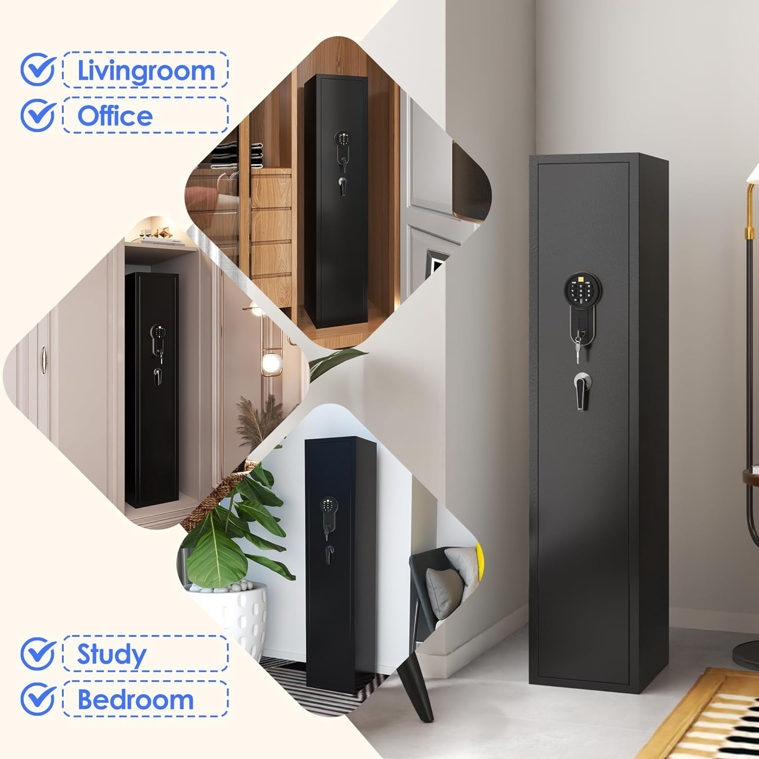 GAEANET Rifle 5 Gun Safe with Quick Access Fingerprint/Keypad Lock ...