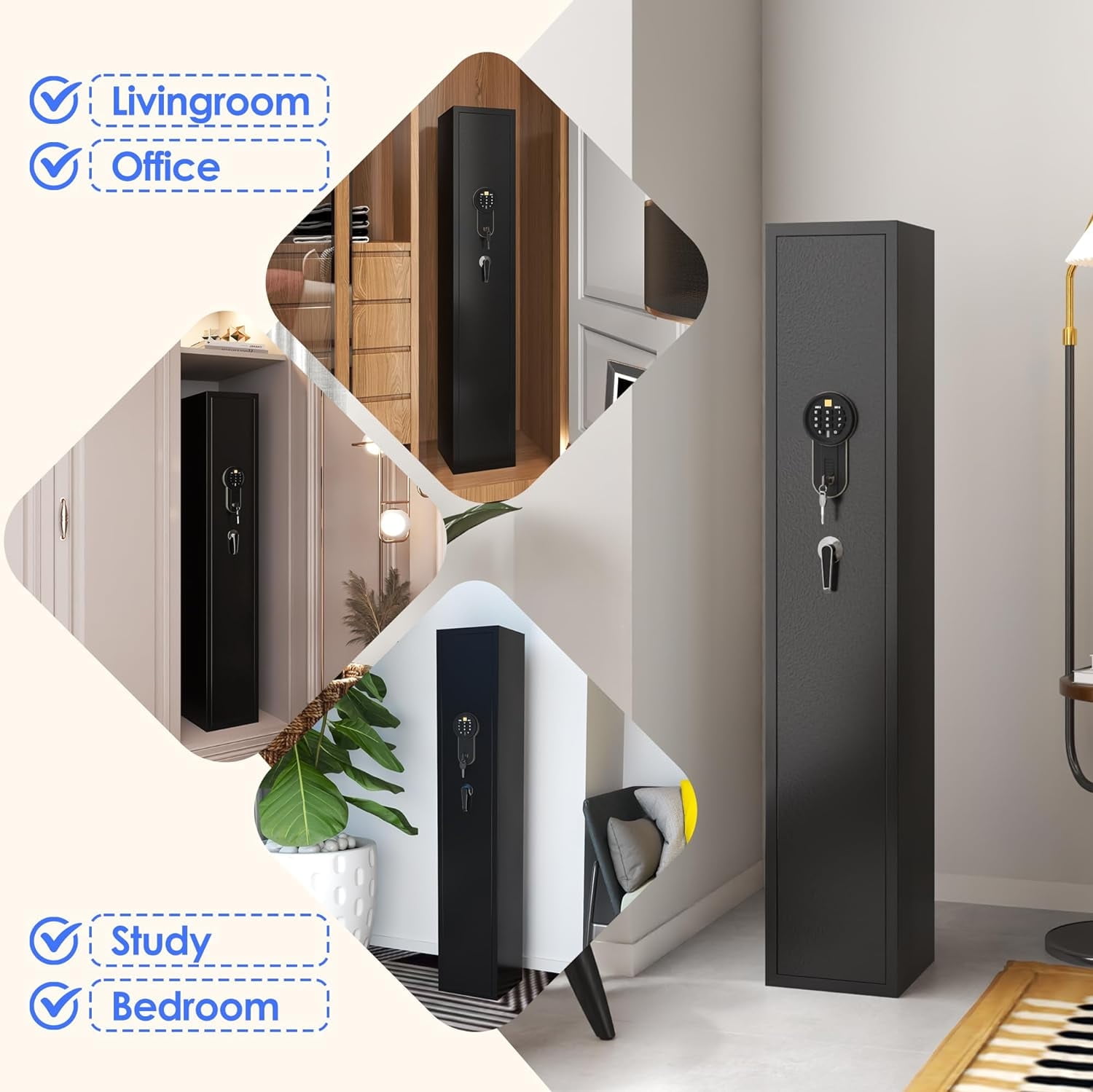 GAEANET Rifle Gun Safe with Quick Access Fingerprint/Keypad Lock ...