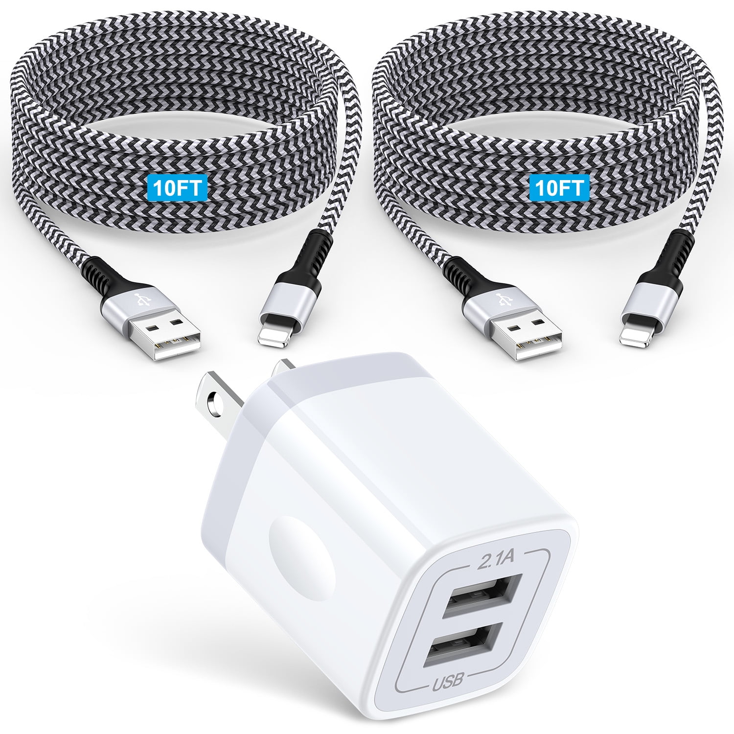 GAEF Dual Port Charger Compatible for iPhone,USB Charger Block Adapter ...