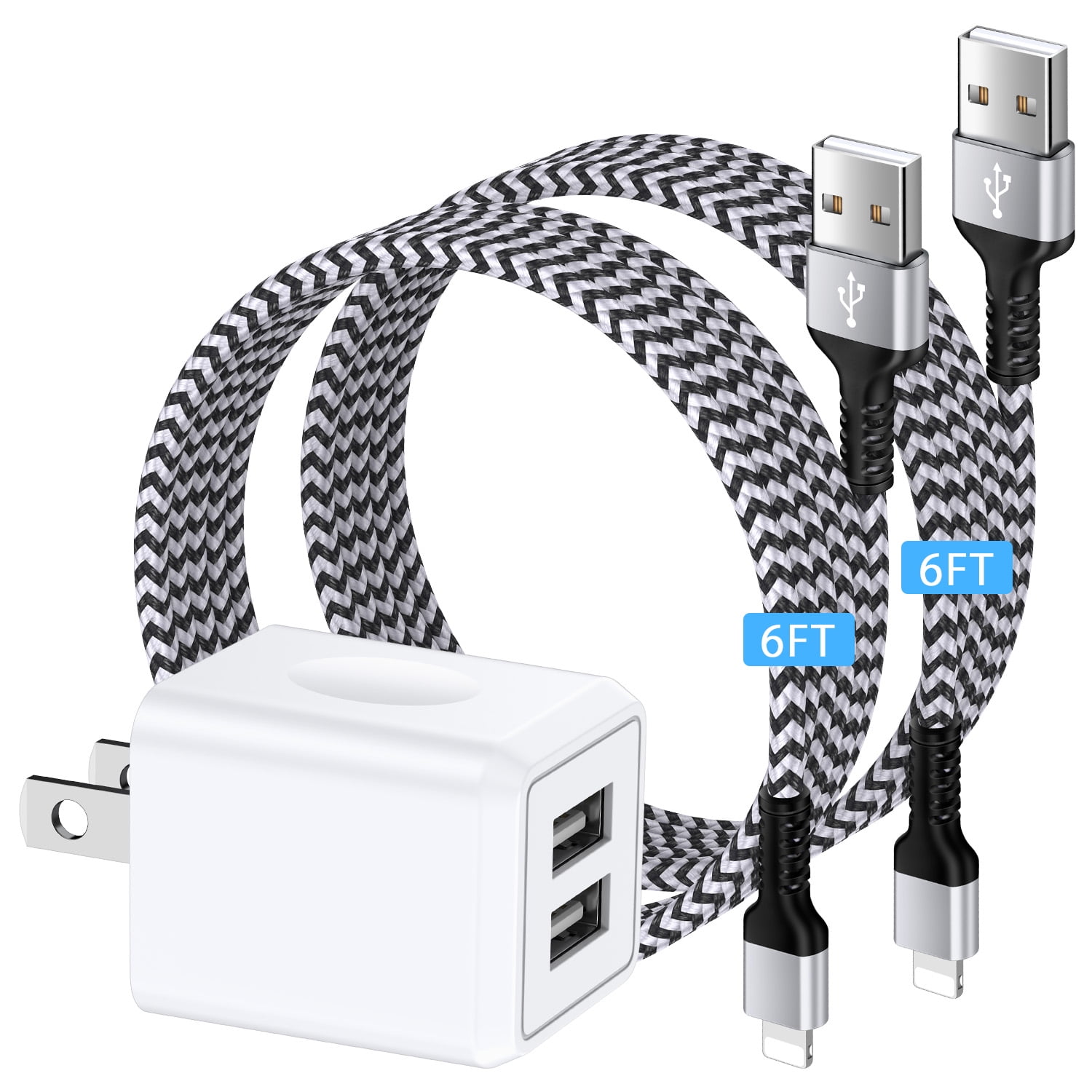 GAEF USB Charger Block,Dual Port Wall Charger Plug Box W/ 2pack USB ...